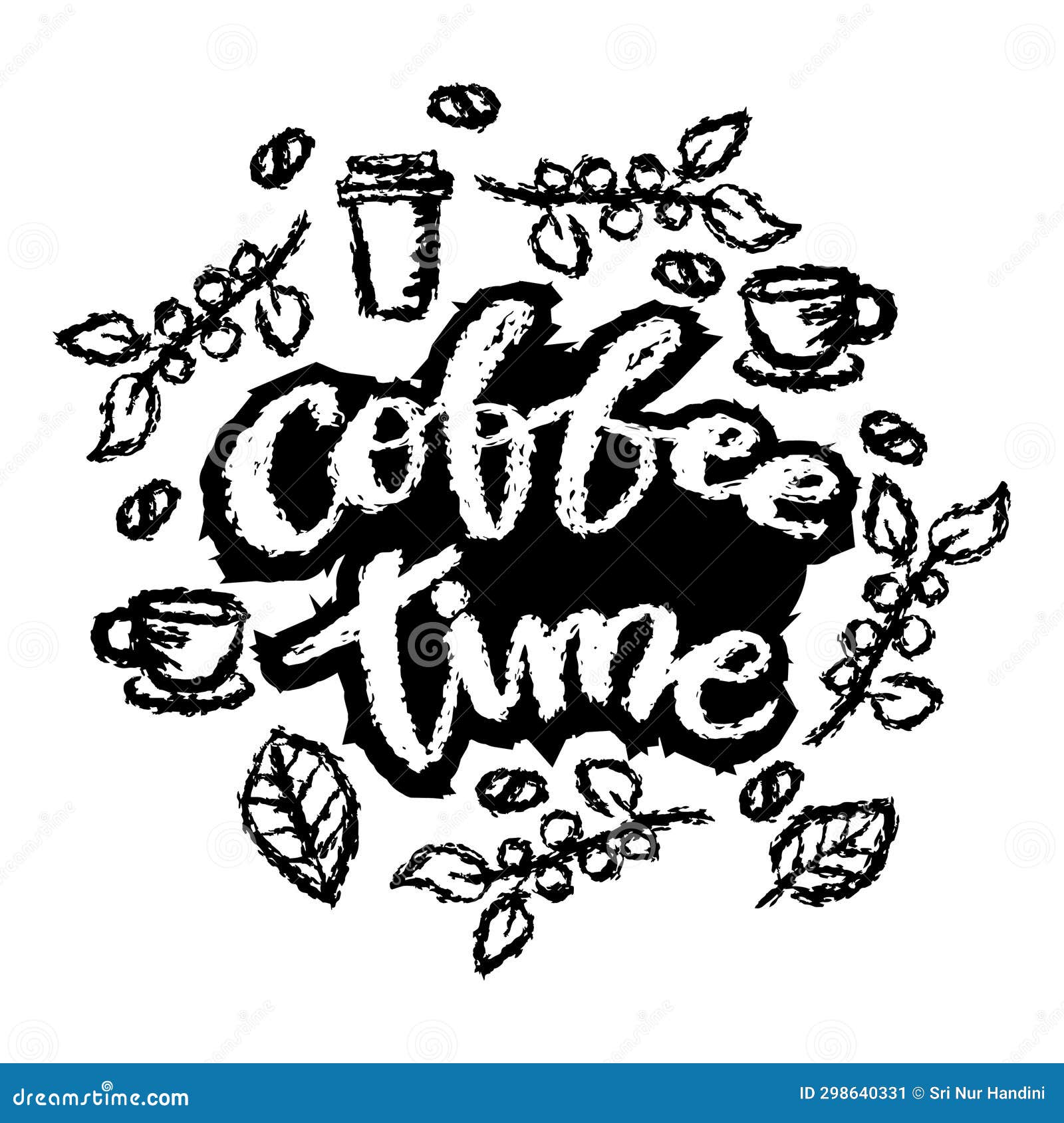 Coffee Time. Hand Drawn Lettering Stock Illustration - Illustration of ...
