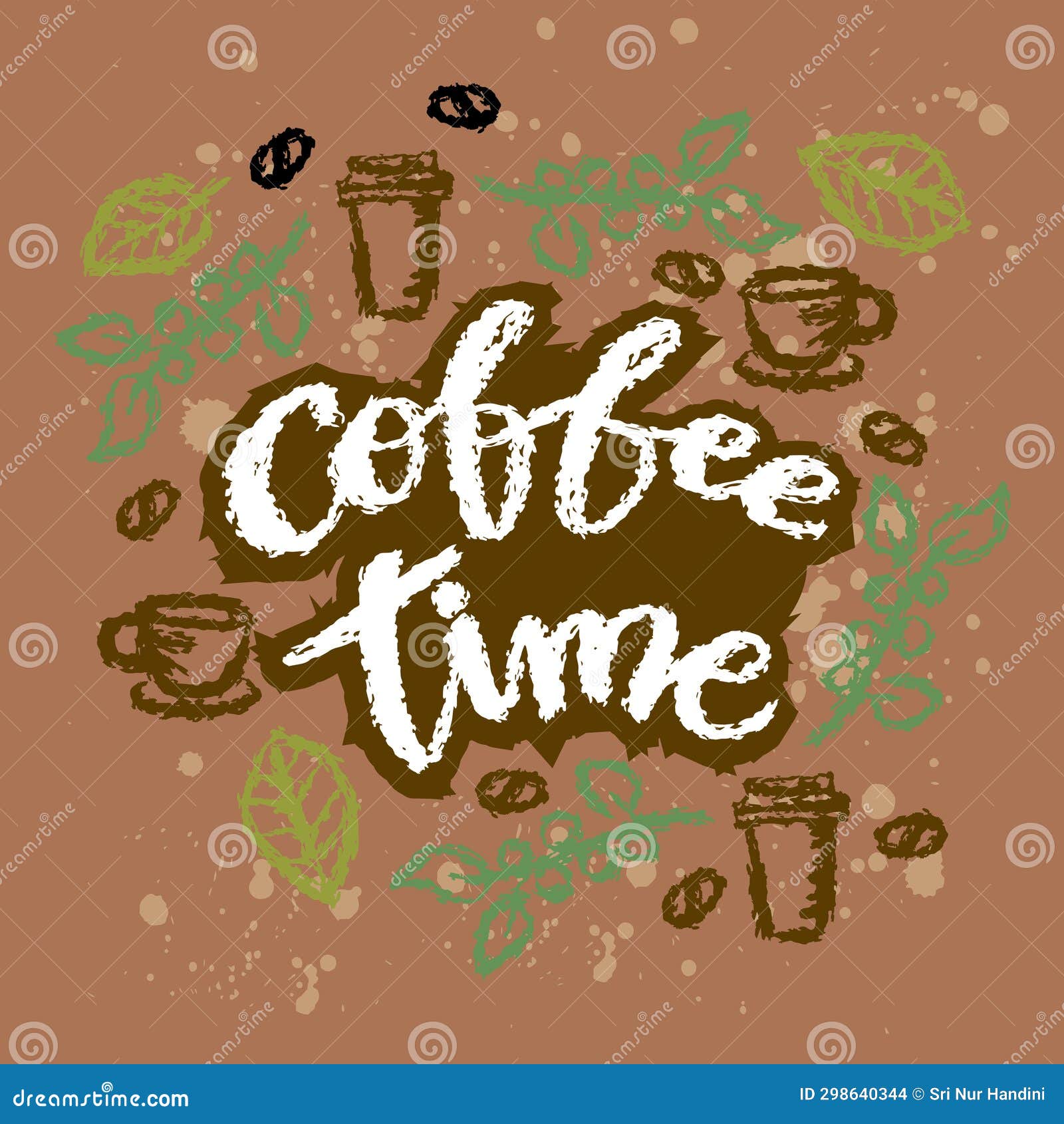 Coffee Time. Hand Drawn Lettering Stock Illustration - Illustration of ...
