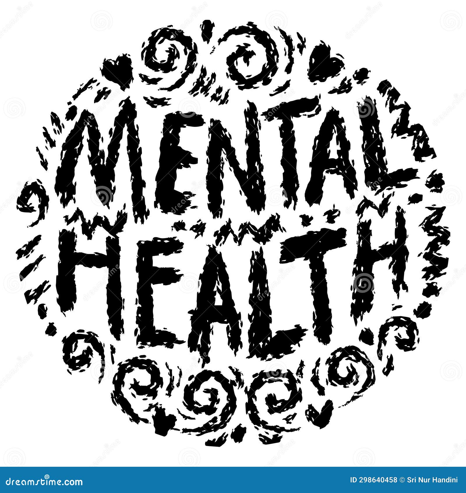 Mental Health. Hand Drawn Lettering Stock Illustration - Illustration ...