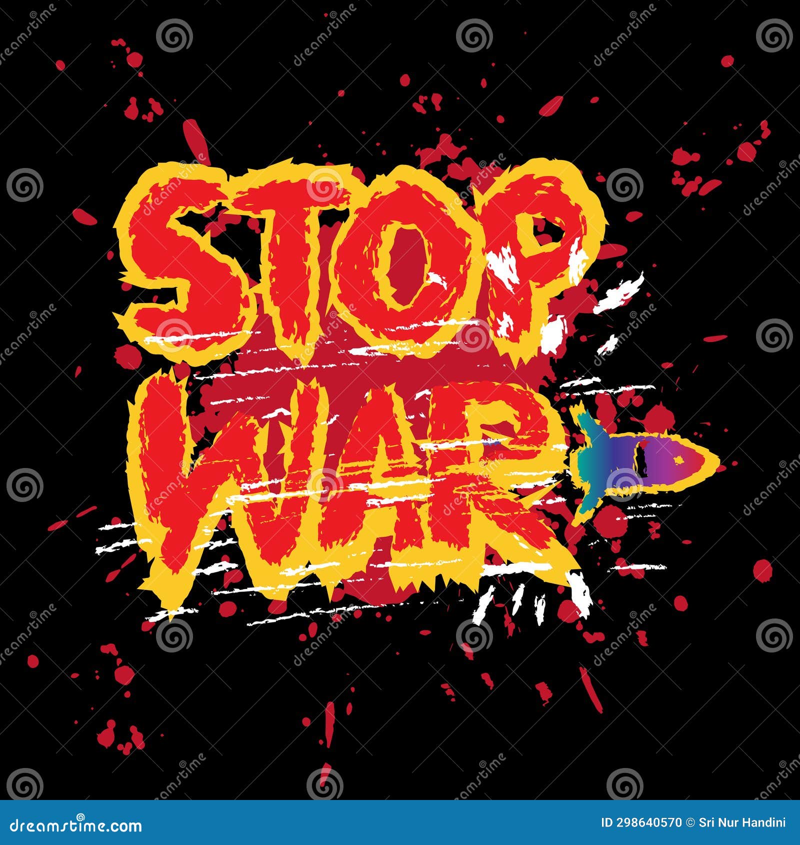 Stop War. Grunge Brush Lettering Stock Illustration - Illustration of ...