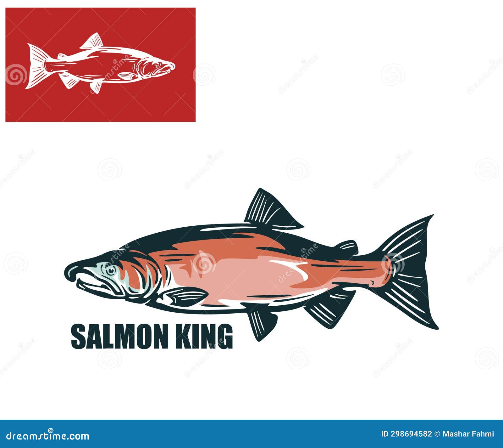 BIG SALMON KING FISH MOVING in WATER Stock Vector - Illustration of ...