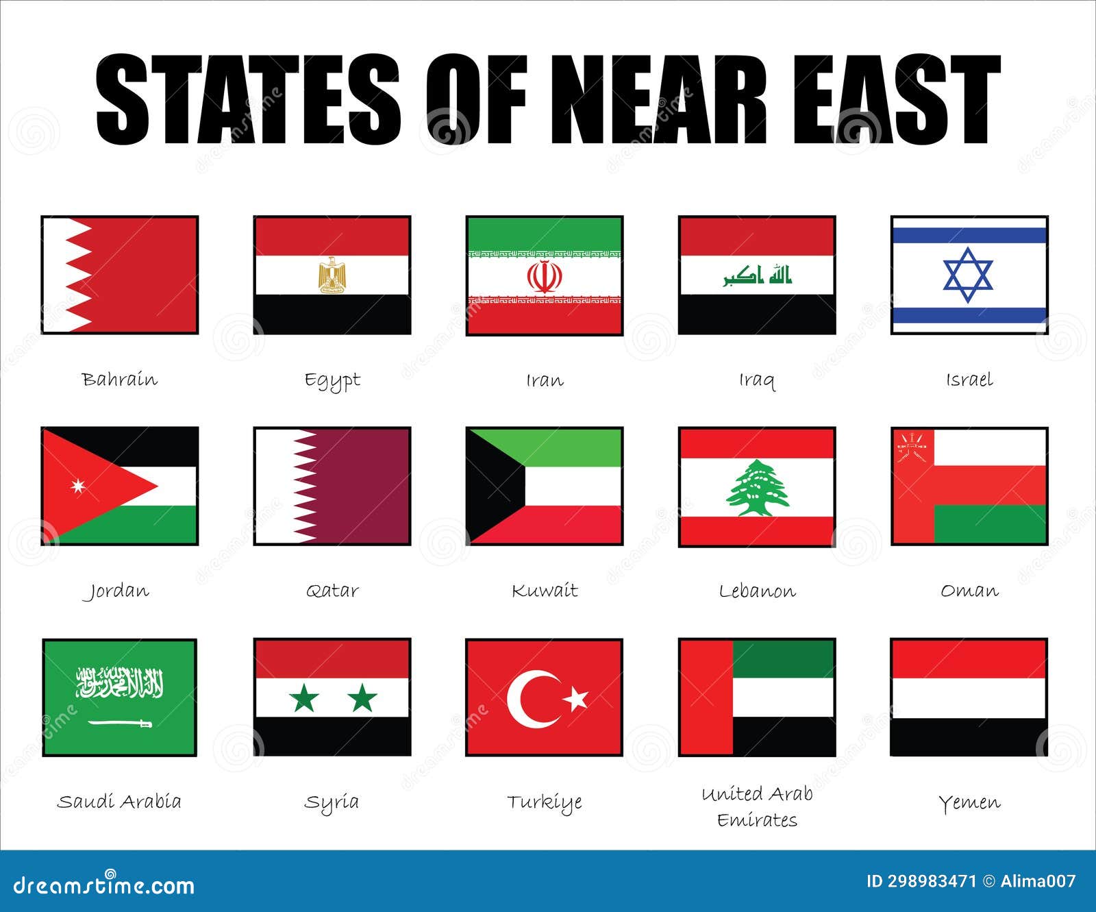 States of Near East or Middle East, Flag of States Stock Illustration ...
