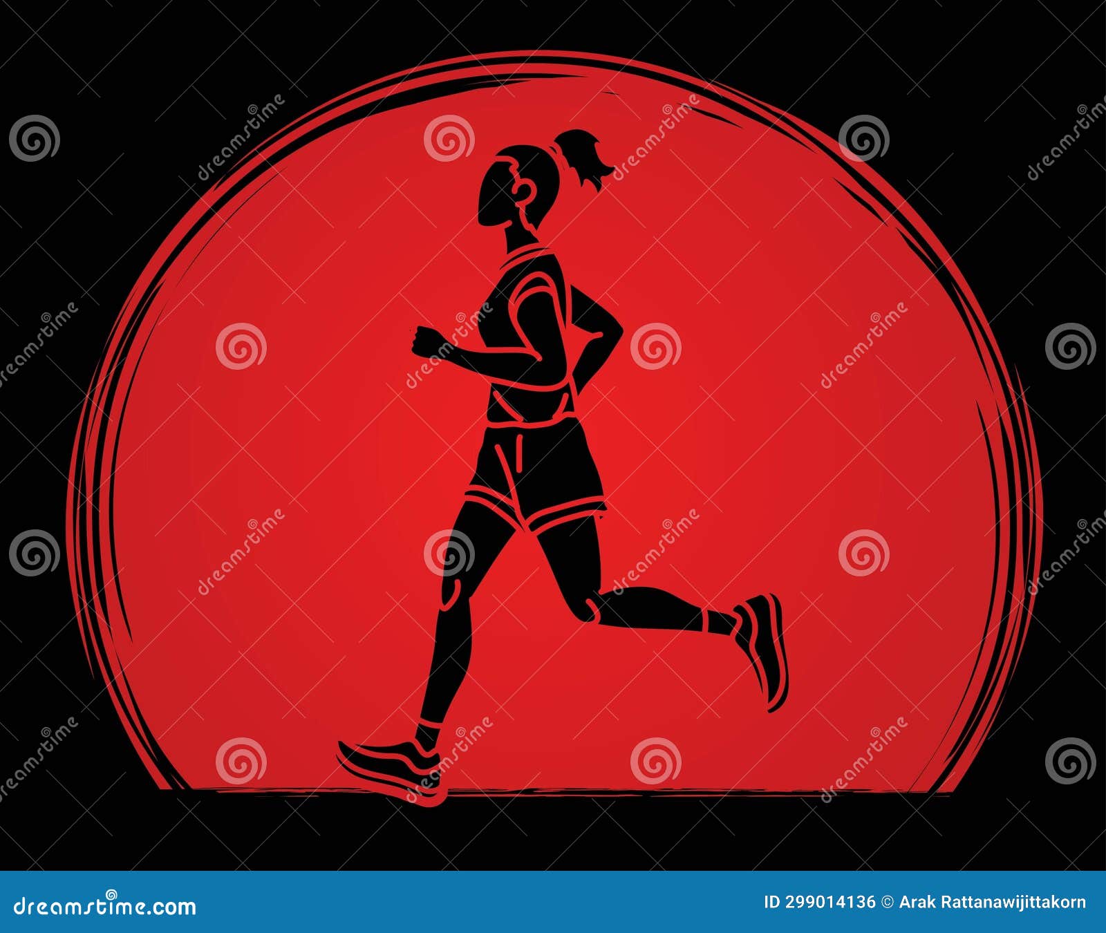 A Woman Start Running Action Marathon Runner Cartoon Sport Graphic ...