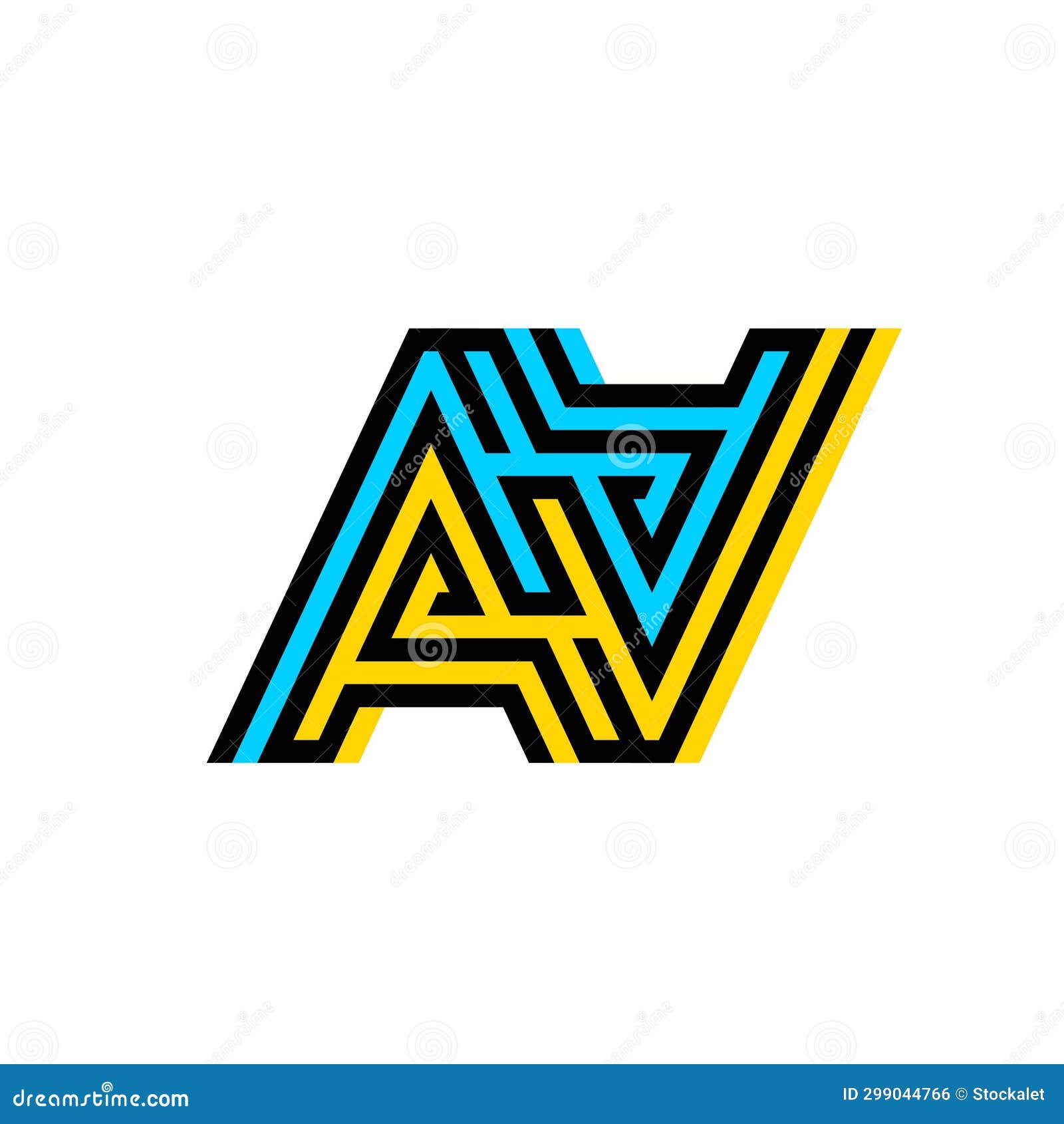 Intertwined Triangles AV Monogram. Geometric Uppercase Letter a, Letter ...