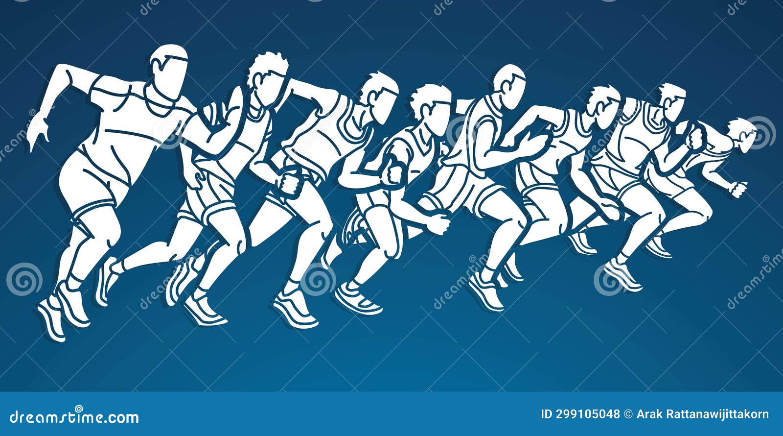 Group of People Running Action Marathon Runner Cartoon Sport Graphic ...