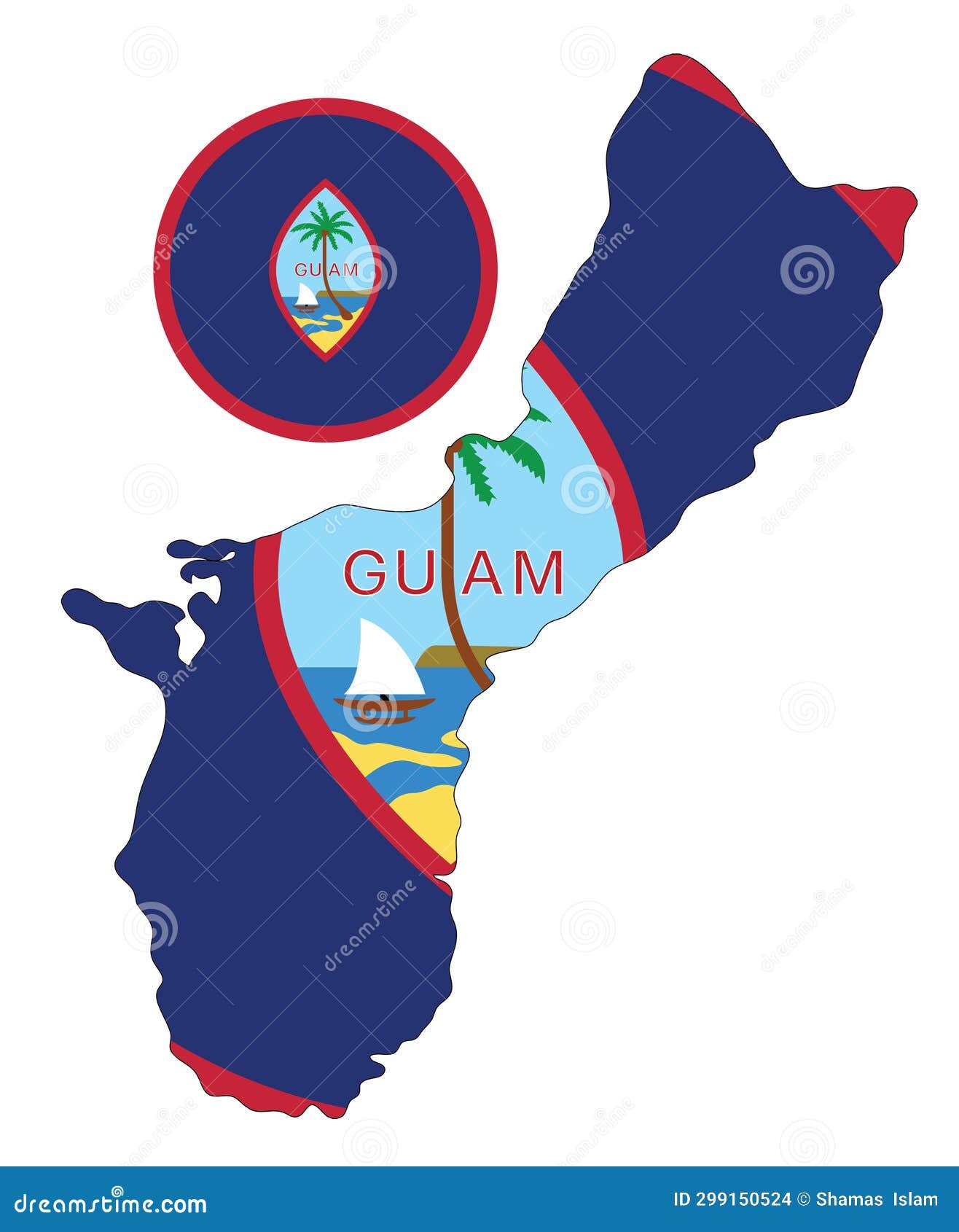 Guam Map and Flag stock vector. Illustration of sign - 299150524