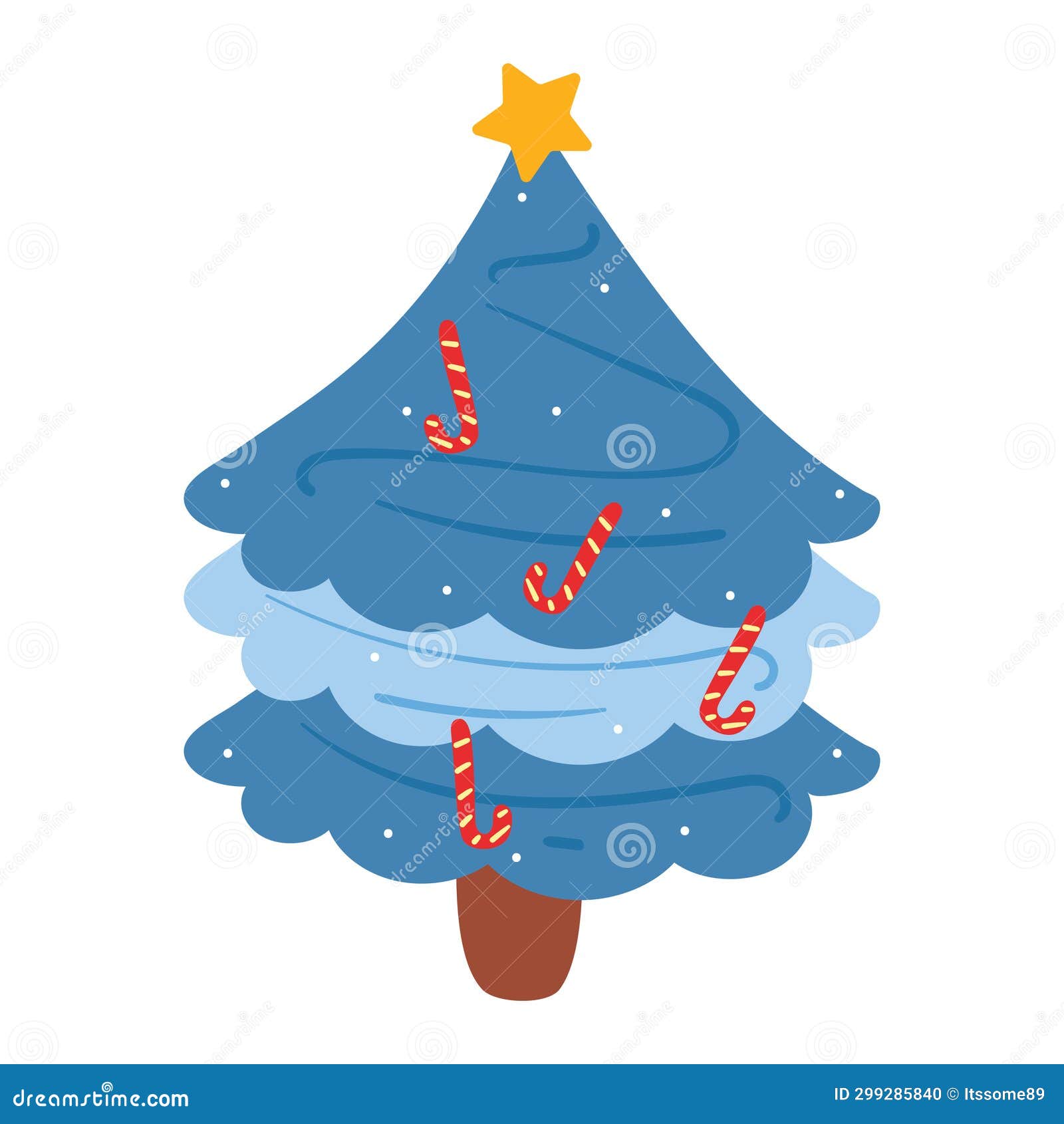 Hand Drawing Cartoon Christmas Tree Stock Illustration - Illustration ...