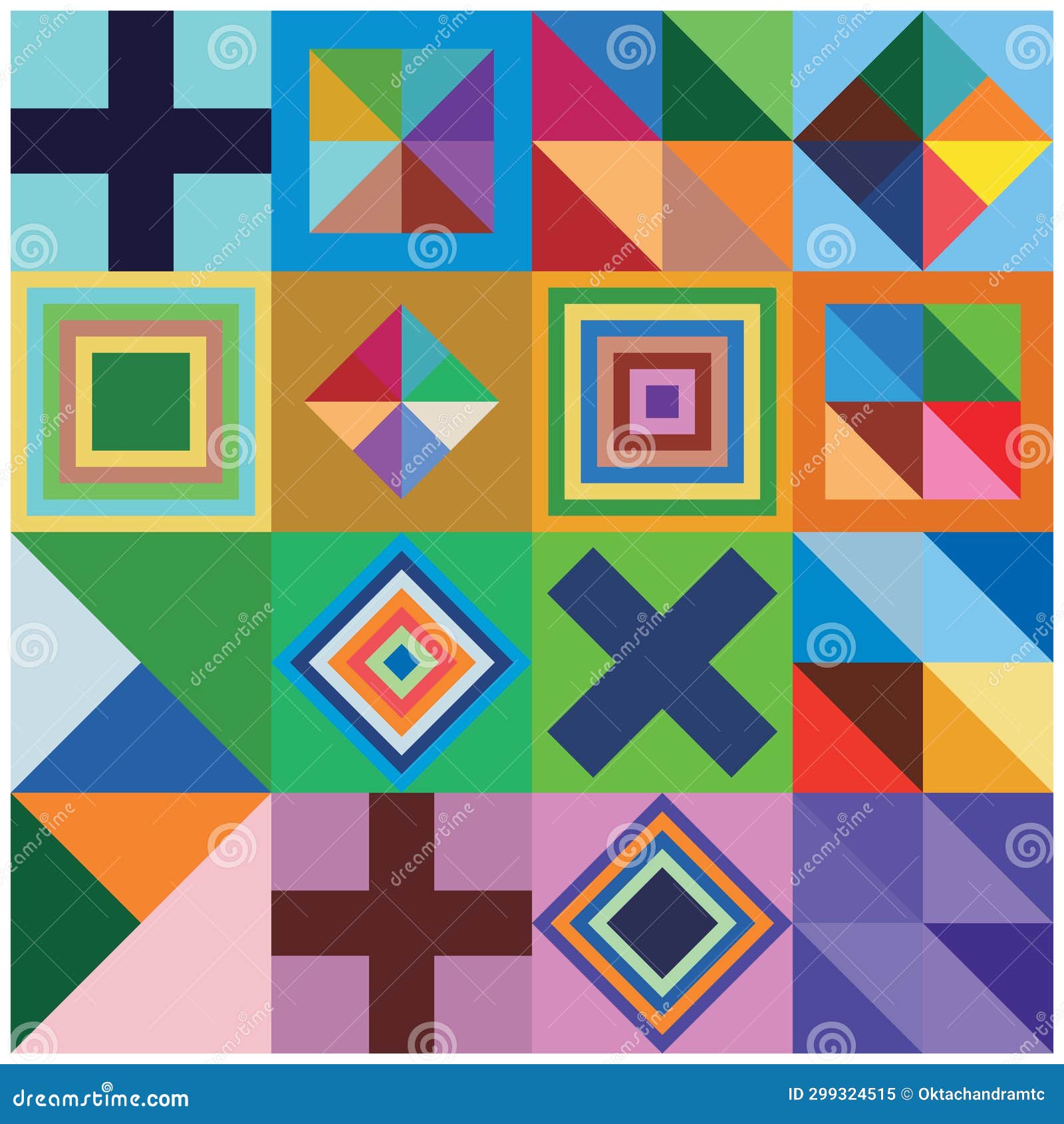 Abstract Background with Squares, Rectangles, Rhombus and Crosses ...