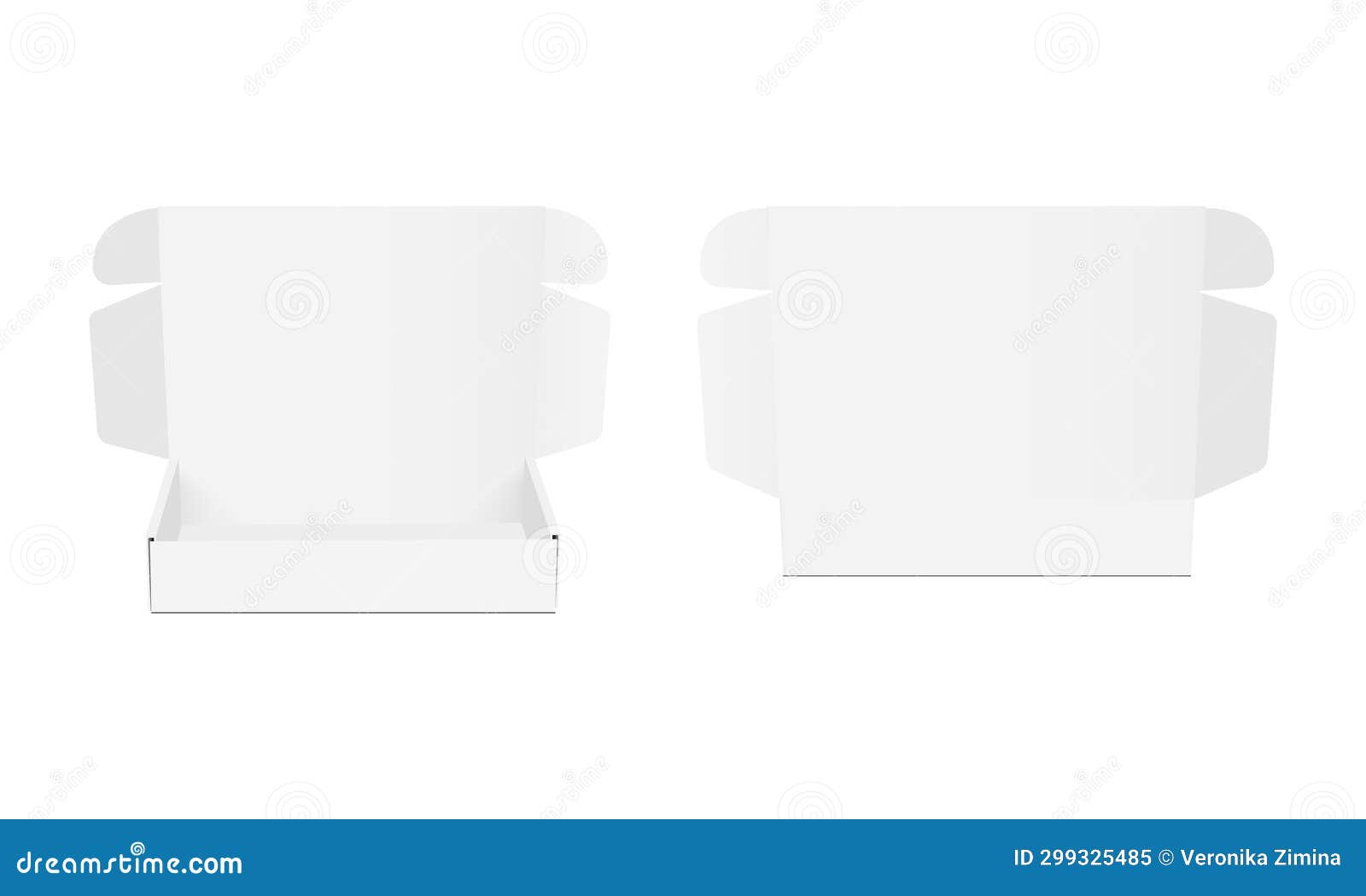 Empty Mailing Cardboard Boxes, Front and Back View Stock Vector ...