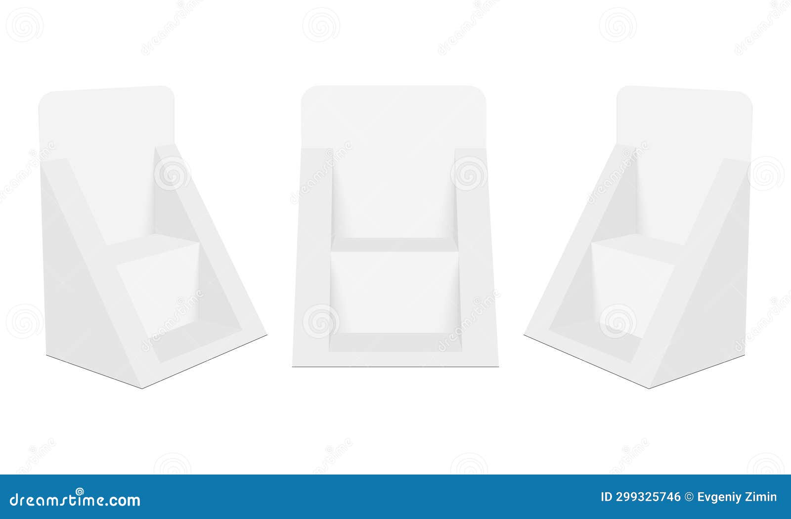 Display Stand Mockup with Shelves, Front and Side View Stock Vector ...