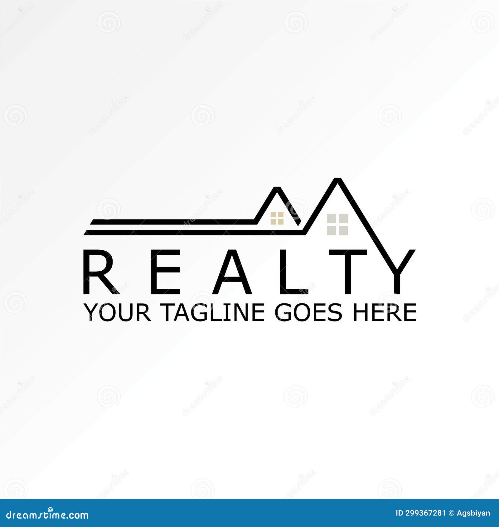 Stock Word Text REALTY Font with Roof House Related To Property ...