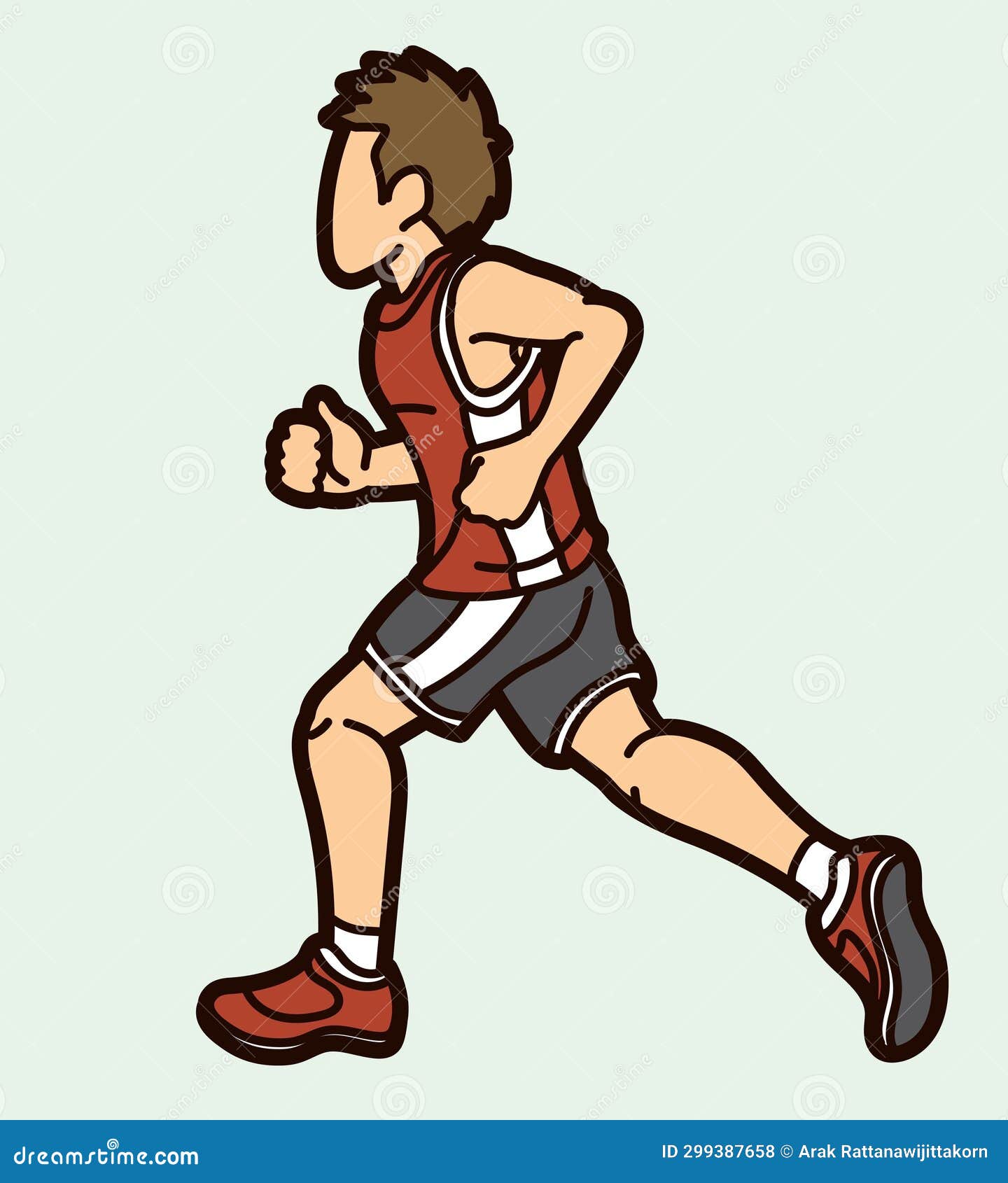 A Boy Running Action Movement Cartoon Sport Graphic Stock Illustration ...