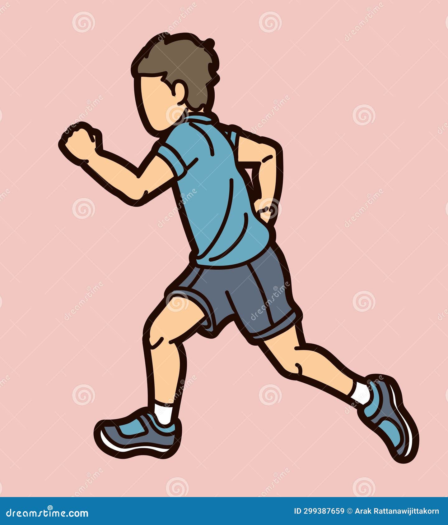 A Boy Running Action Movement Cartoon Sport Graphic Stock Illustration ...