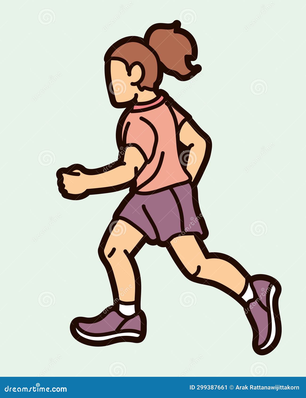 A Girl Running Action Movement Cartoon Sport Graphic Stock Vector ...