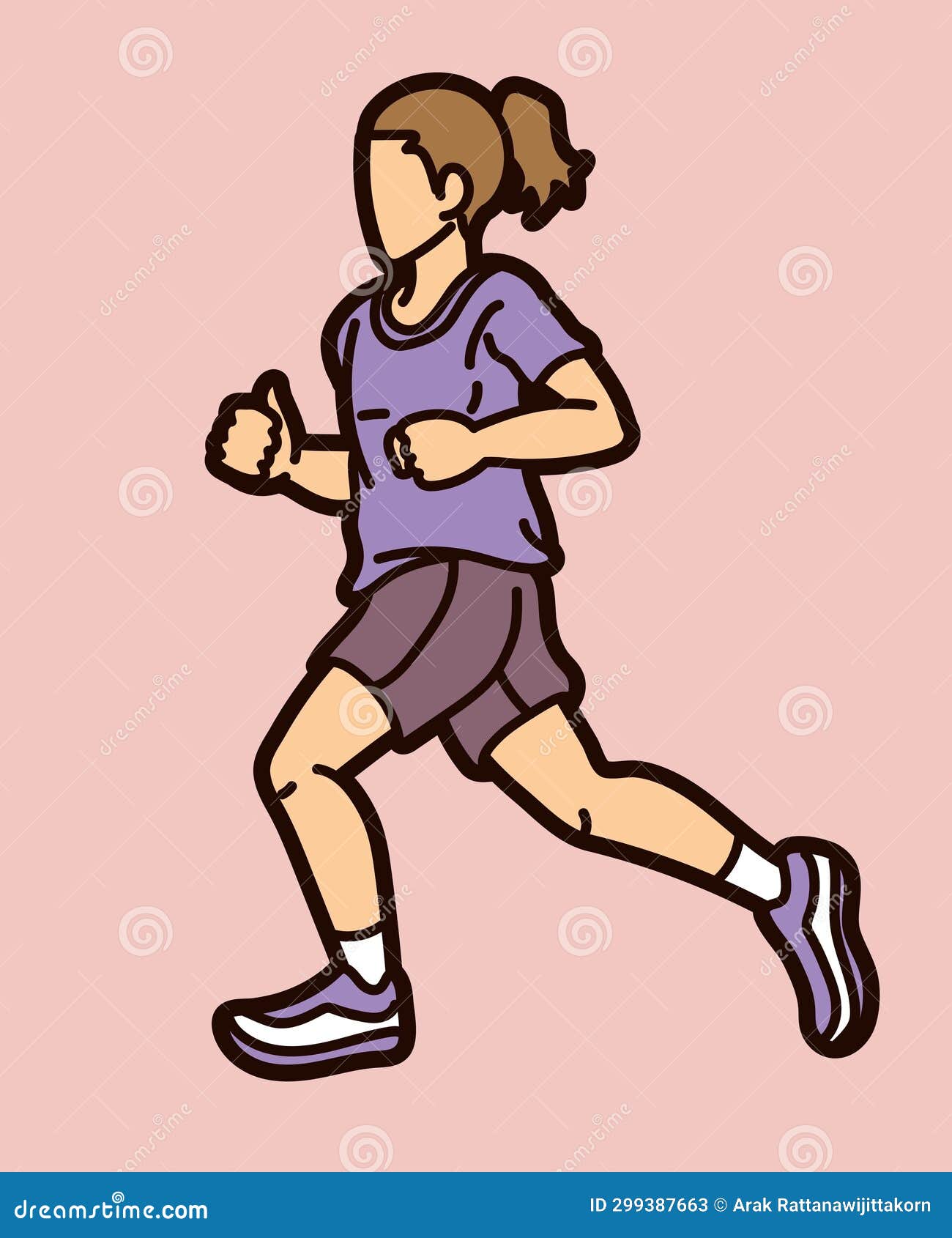 A Girl Running Action Movement Cartoon Sport Graphic Stock Vector ...