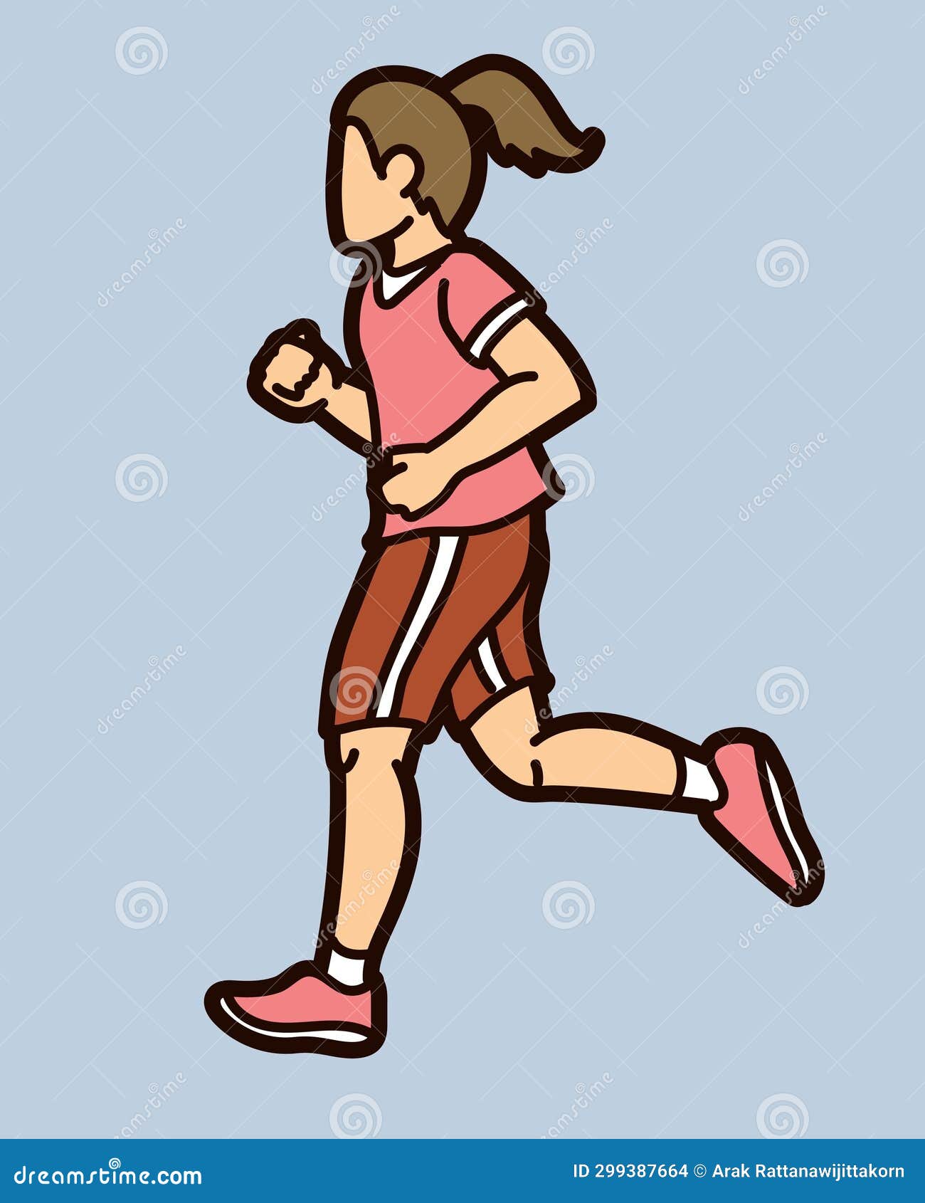 A Girl Running Action Movement Cartoon Sport Graphic Stock Illustration ...