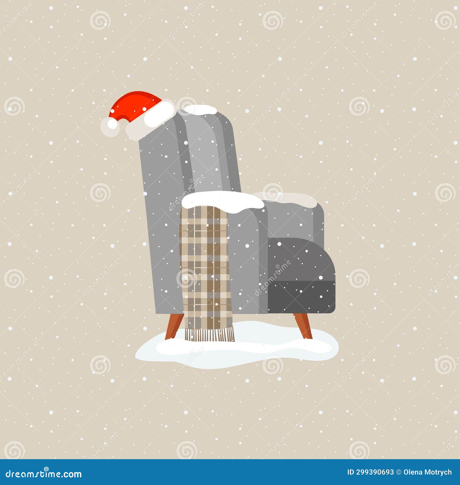 Vector Christmas Chair with Santa Hat and Snow. Great Illustration for ...