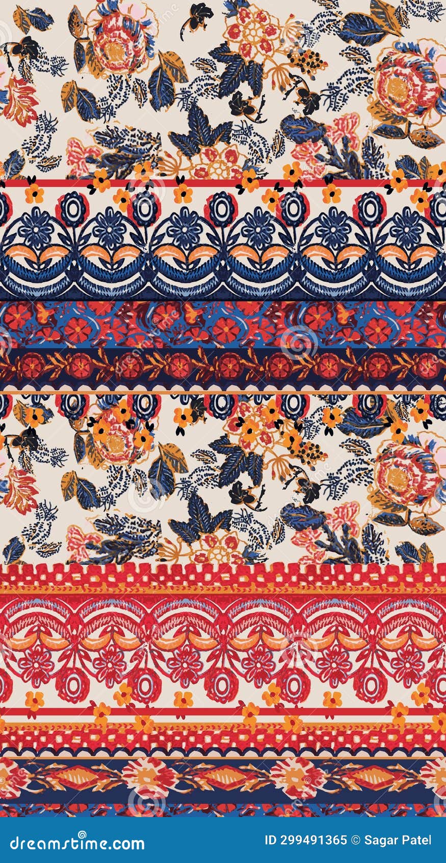 Floral Border Seamless Pattern Ethnic Border Ornament Stock ...