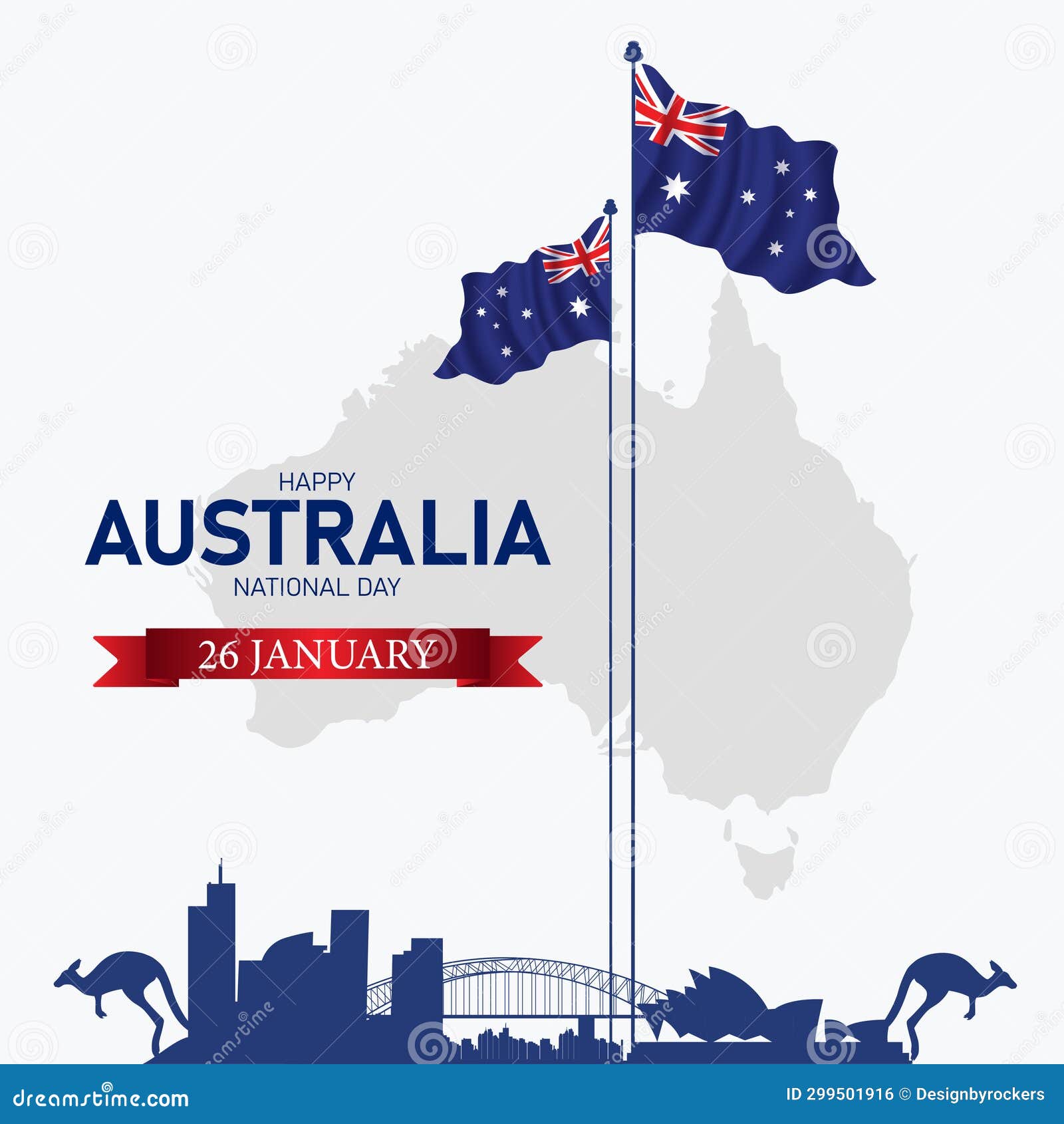 Australia Day 1788 Illustrated Vector Logo Badge, Ribbon In Australia ...