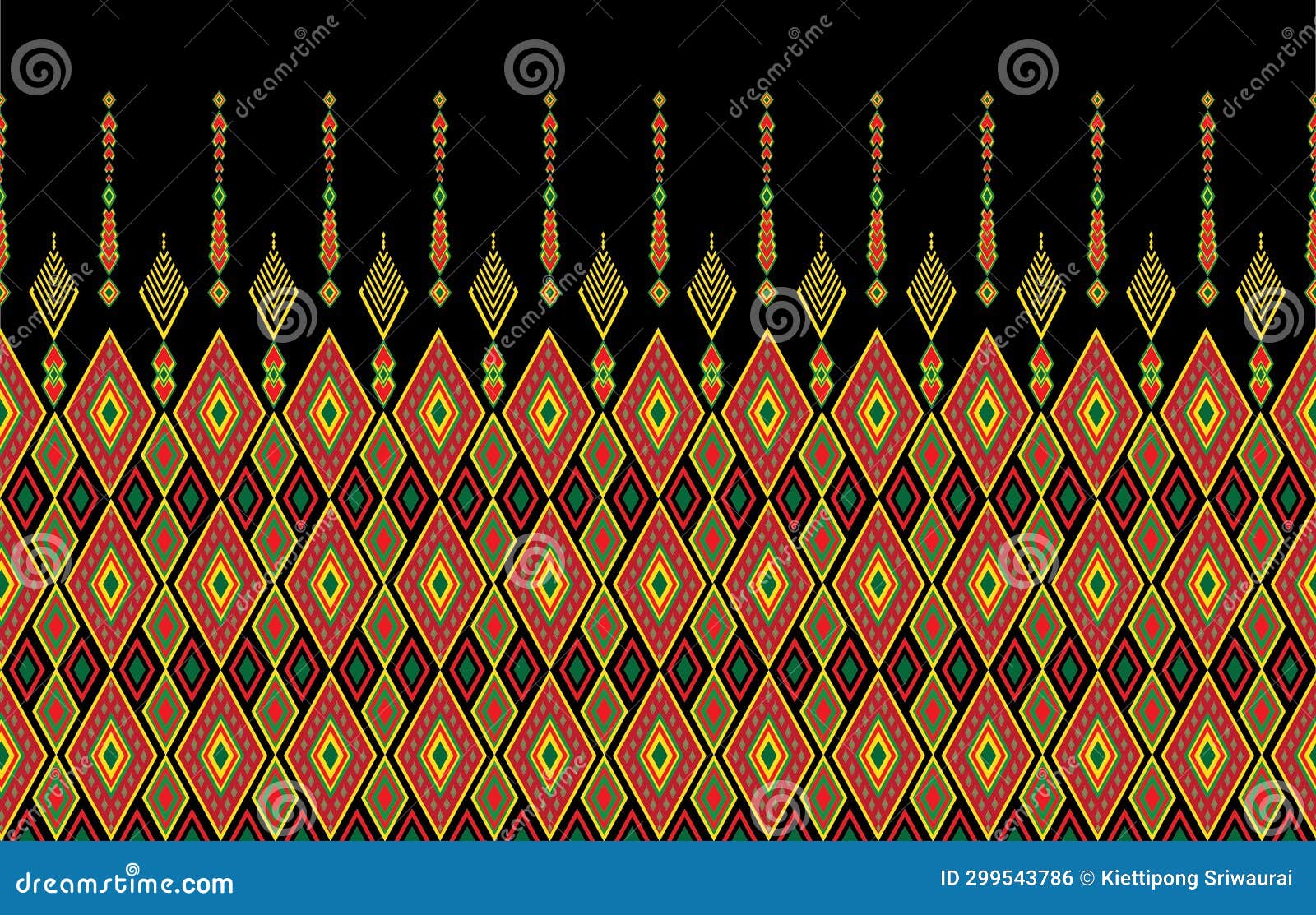 Ethnic-style Seamless Vector Pattern. Tribal Motif on a Geometric ...
