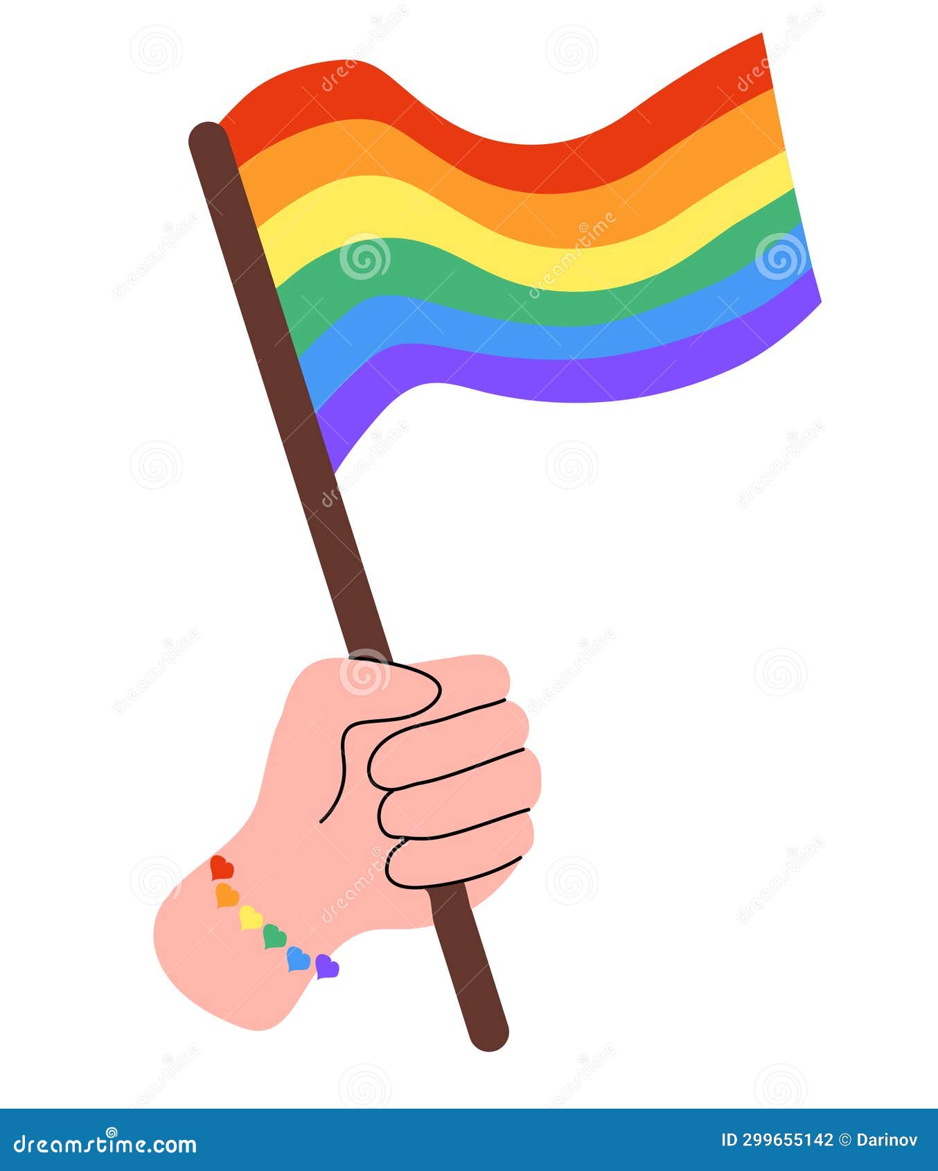 Hand with Bracelet Hearts Holding Lgbt Flag. LGBTQ. Symbol of the LGBT ...