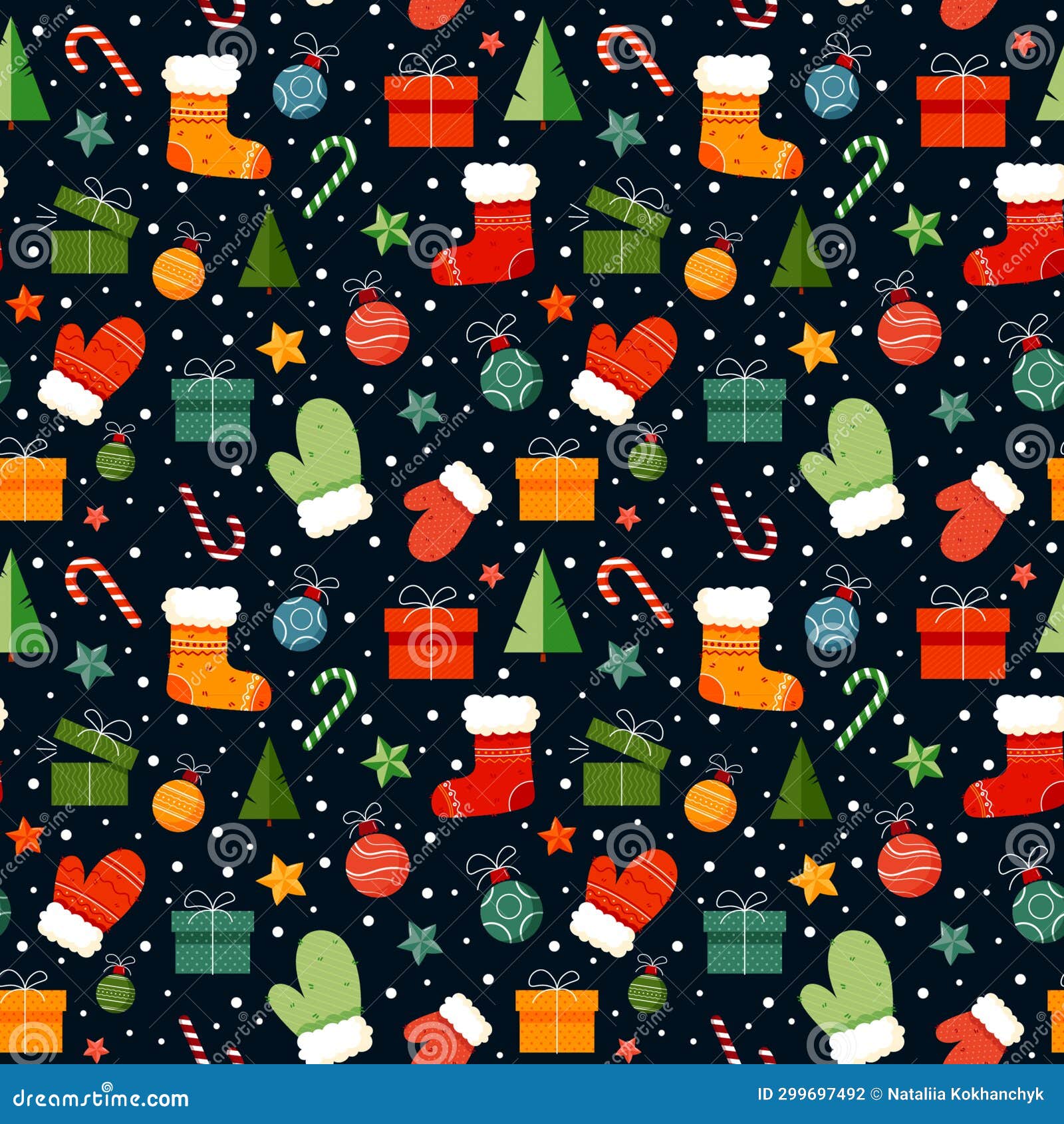 Christmas Pattern Print Design Cute Christmas Elements Vector Stock ...