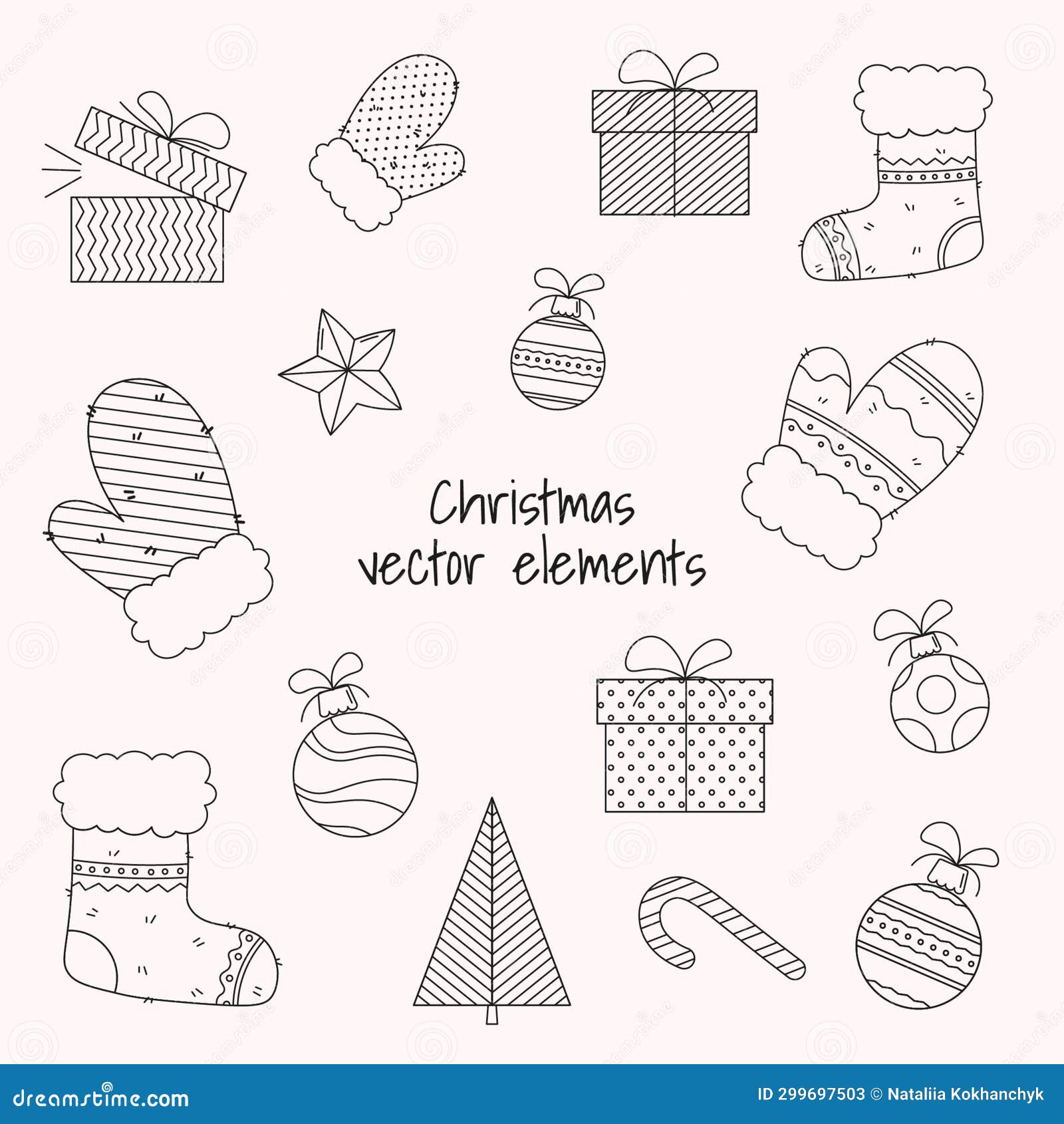 Christmas Theme Vector Elements Cute Illustrations Stock Illustration ...