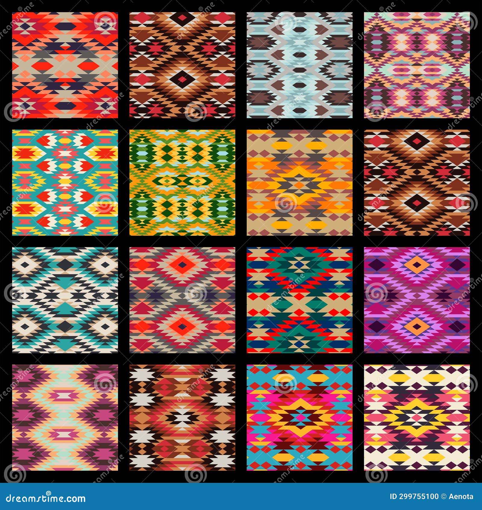 Traditional Textile Pattern Set - Visualization of Ethnic Tribal ...