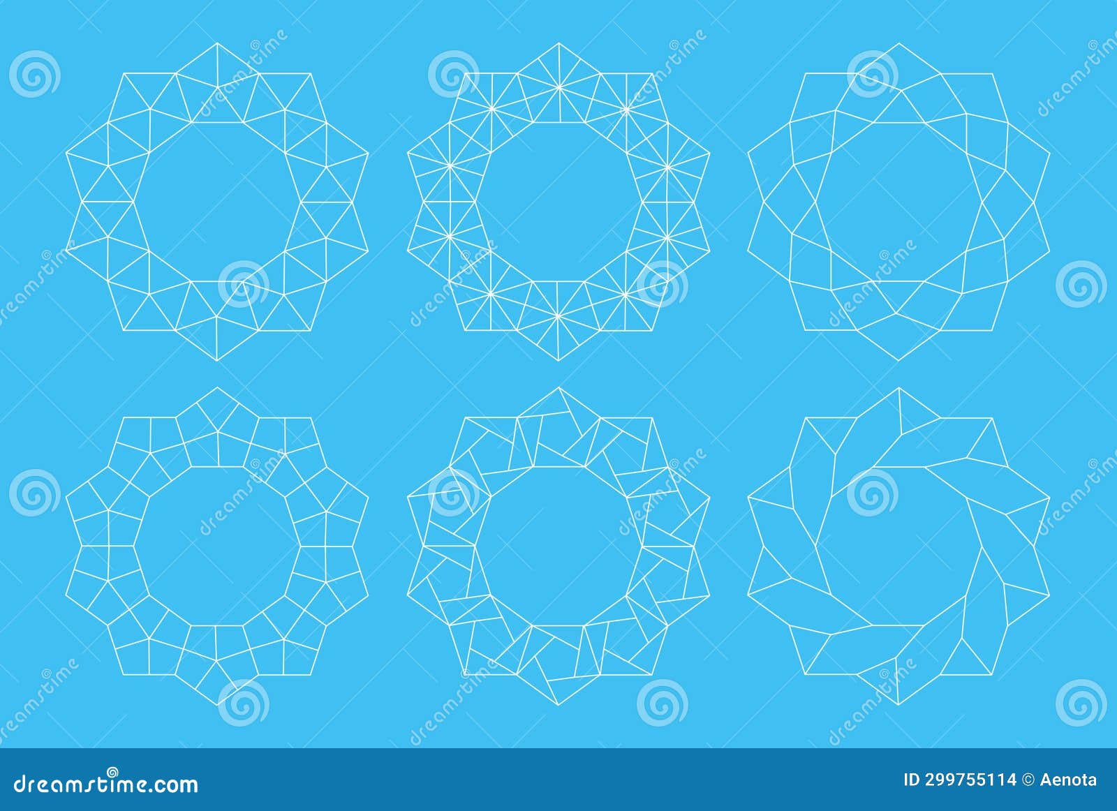 Set of Elegant Frame Vector Design - Abstract Polygon Line Art Elements ...