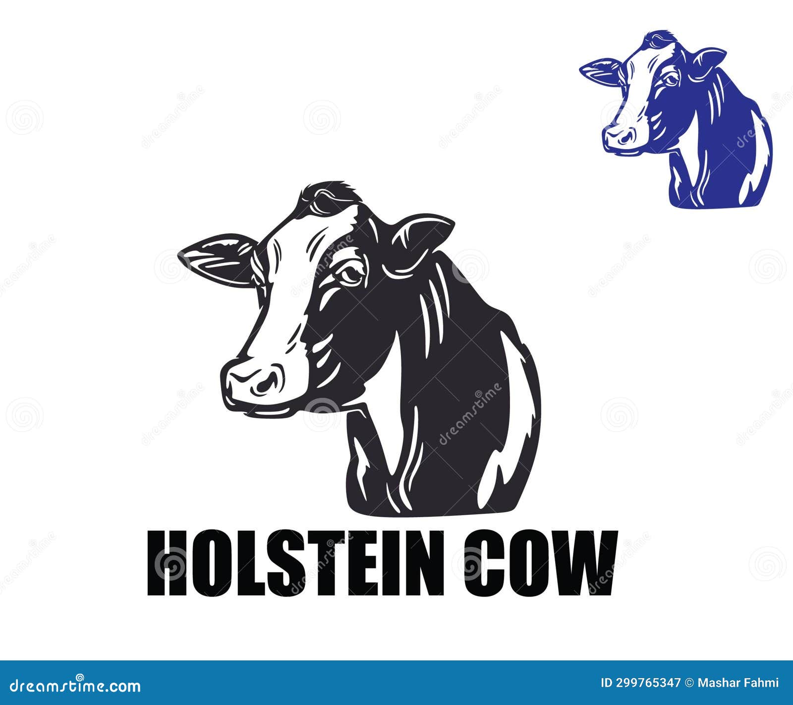 GREAT HOLSTEIN COW HEAD LOGO Cartoon Vector | CartoonDealer.com #299765347