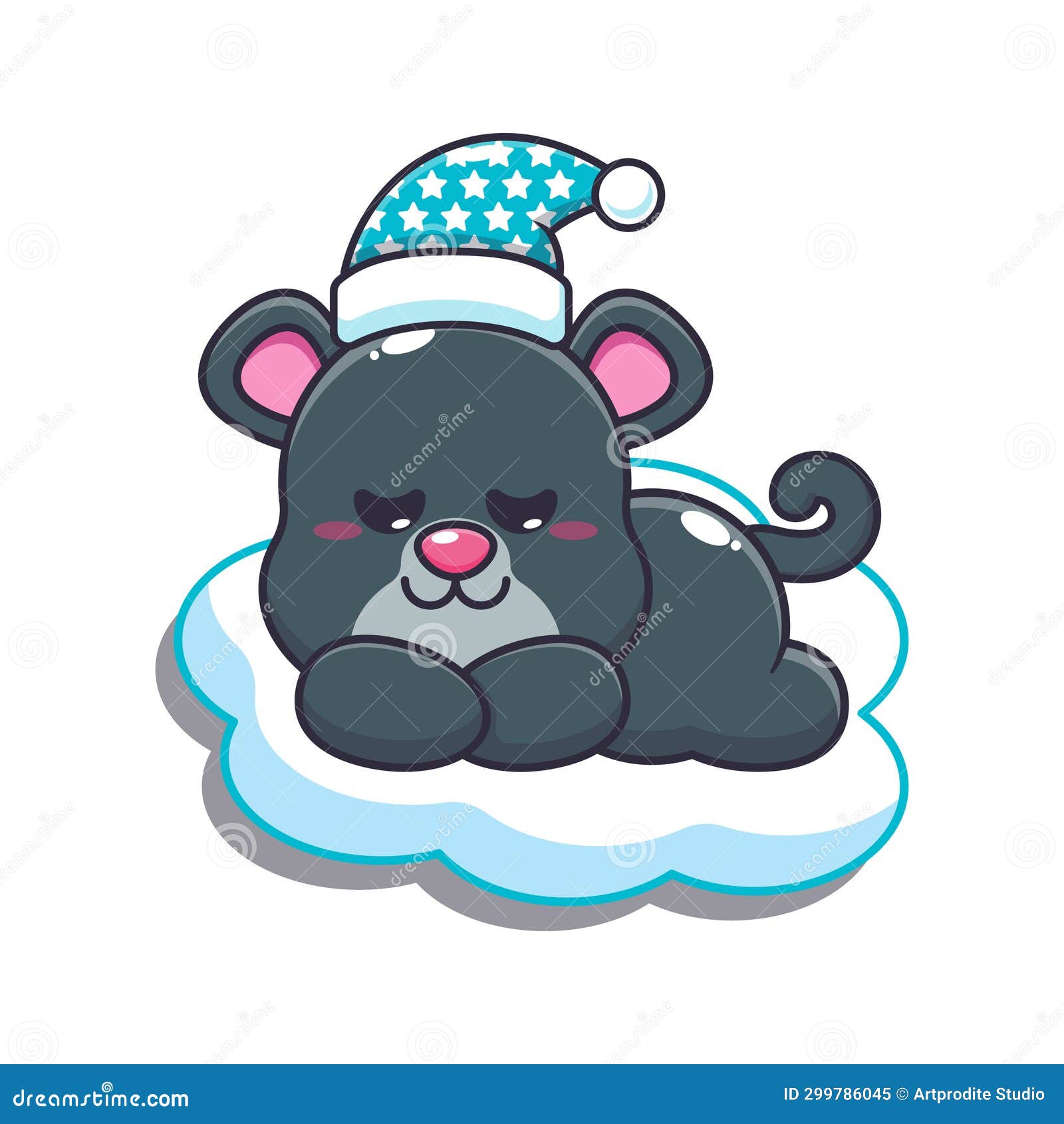 Cute Sleeping Panther Cartoon Vector Illustration. Stock Vector ...