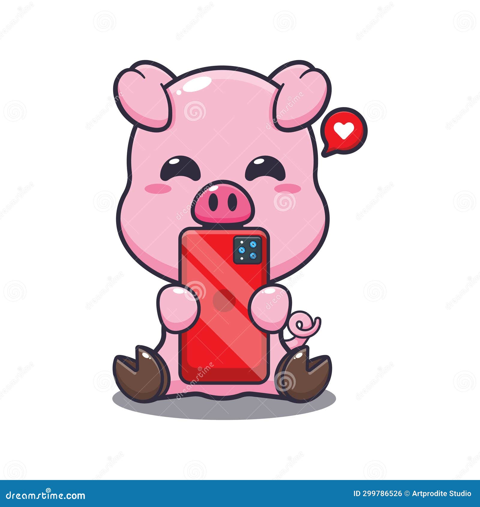 Cute Pig with Phone Cartoon Vector Illustration. Stock Vector ...