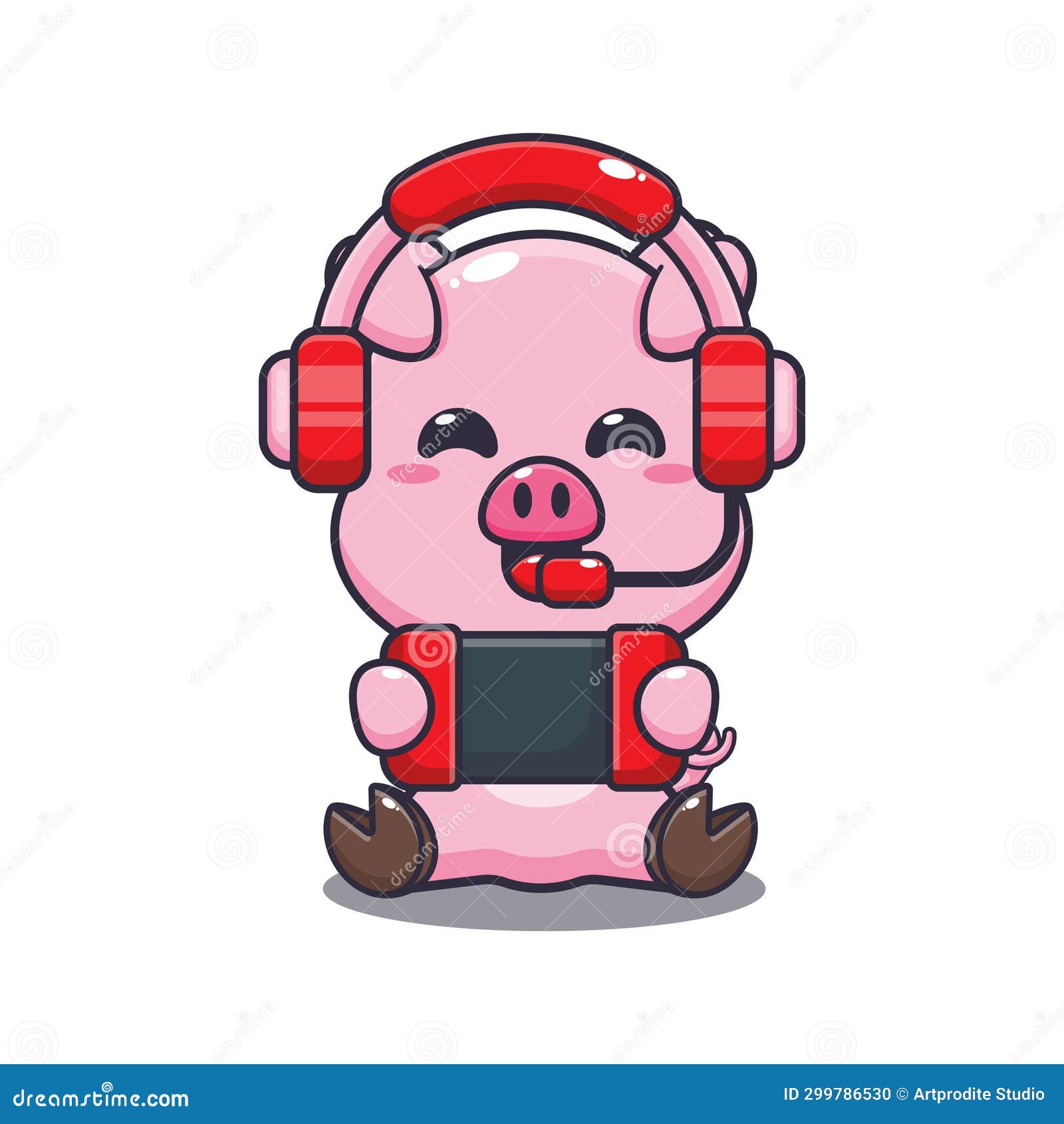 Cute Pig Play a Game Cartoon Vector Illustration. Stock Vector ...