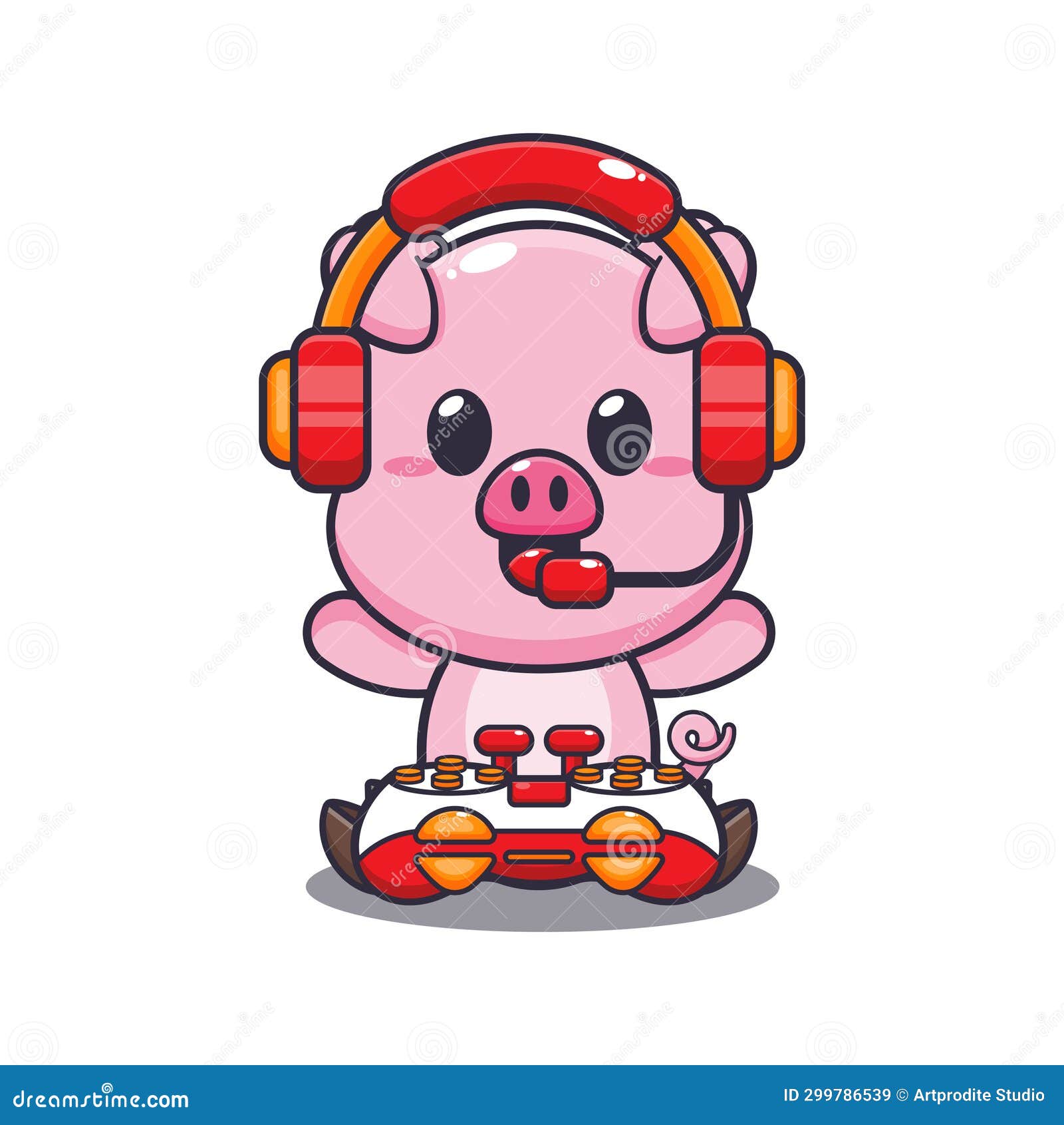 Cute Pig Gamer Cartoon Vector Illustration. Stock Vector - Illustration ...