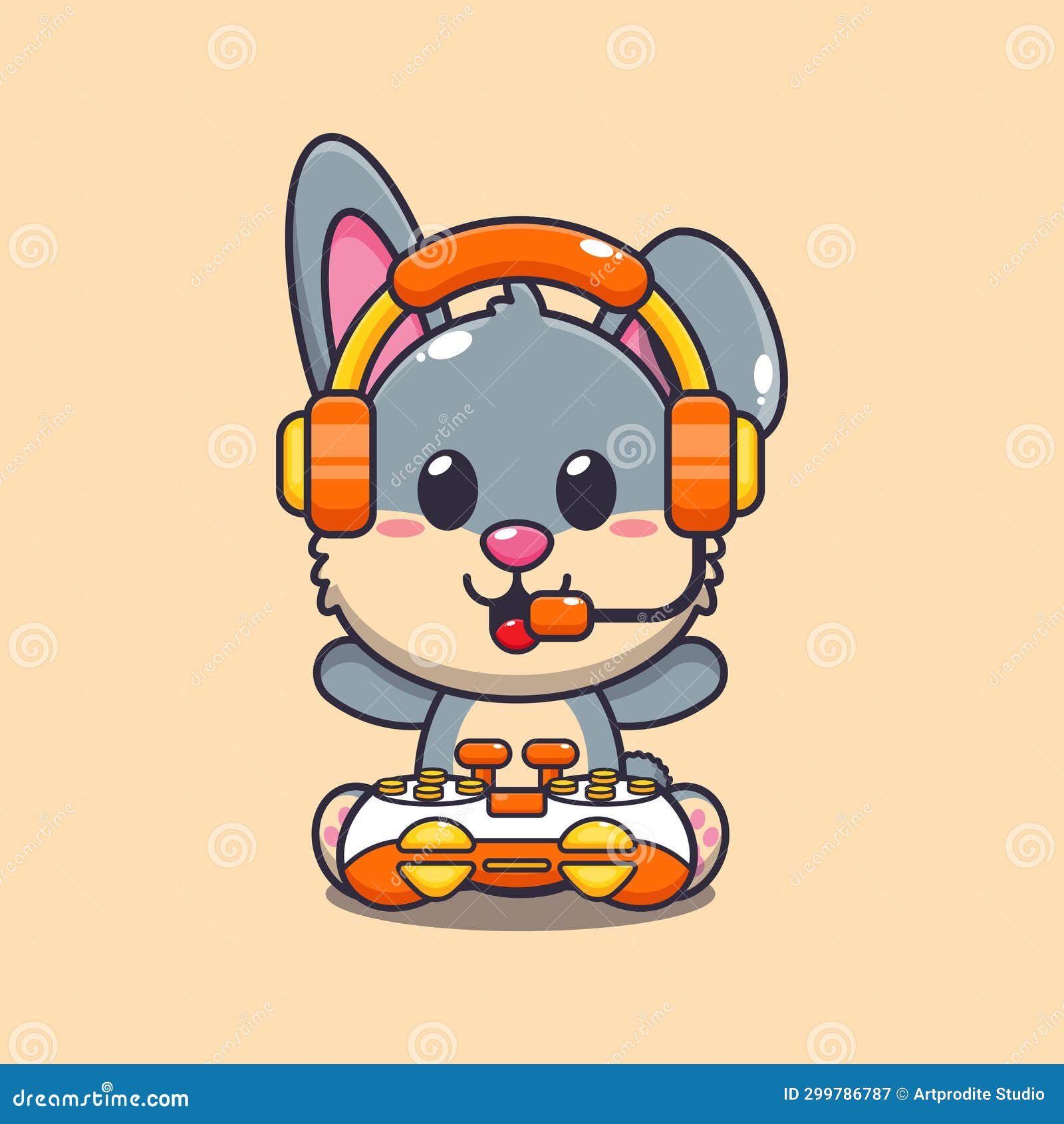 Cute Rabbit Gamer Cartoon Vector Illustration. Stock Vector ...