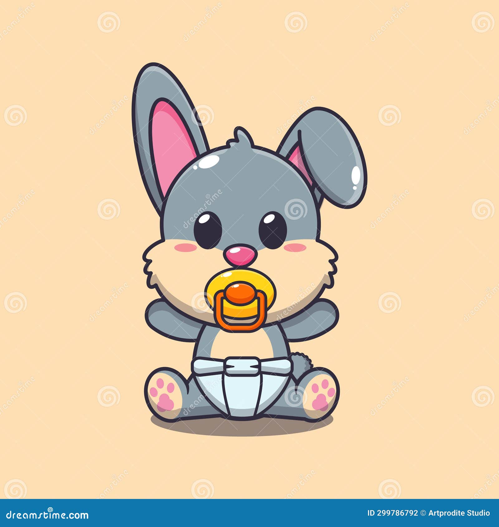 Cute Baby Rabbit Cartoon Vector Illustration. Stock Vector ...