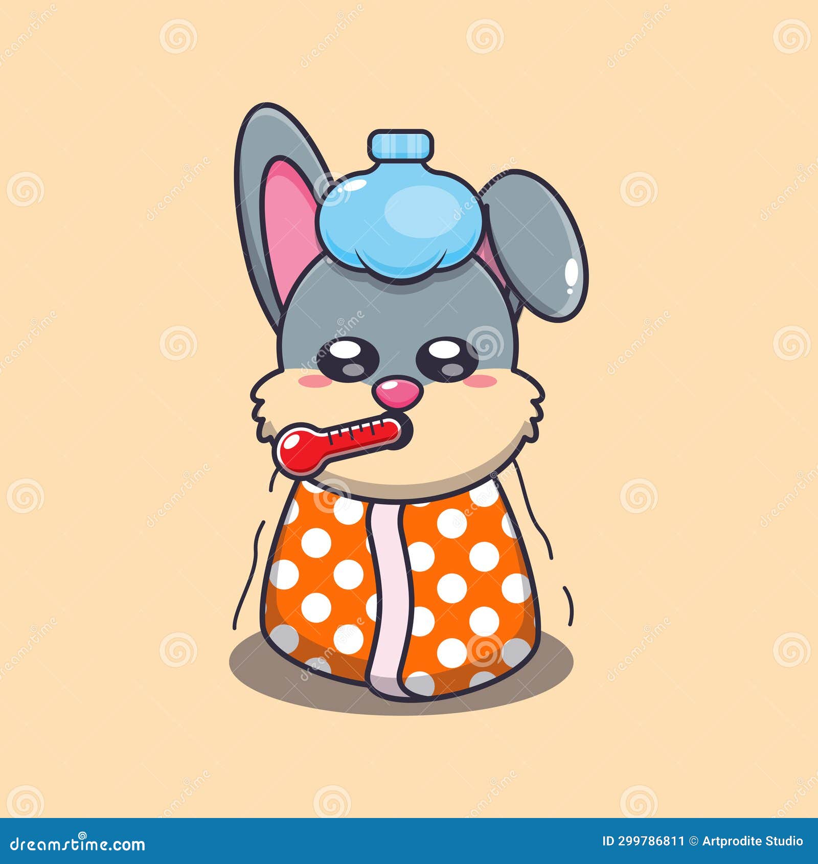 Sick Rabbit Line Doodle Icon Vector Illustration | CartoonDealer.com ...