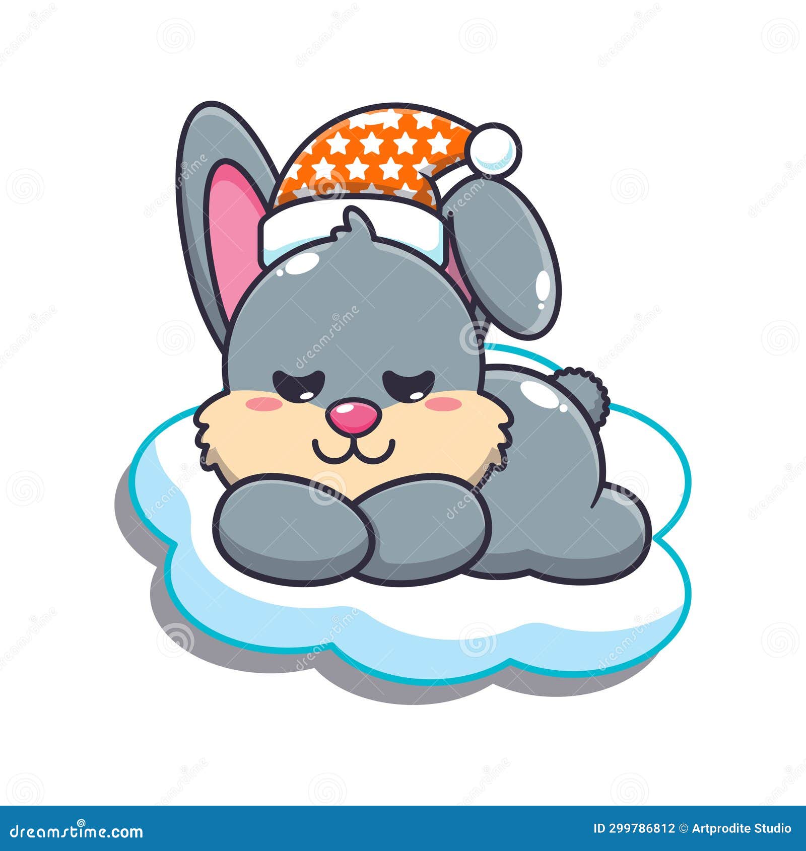 Cute Sleeping Rabbit Cartoon Vector Illustration. Stock Vector ...