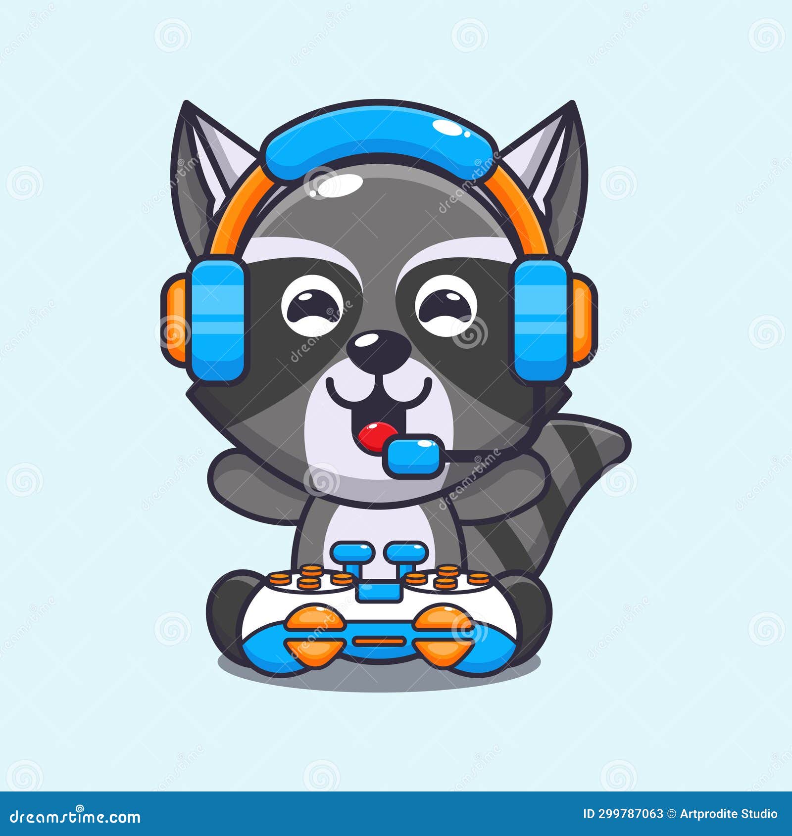 Raccoon Gamer Cartoon Vector Illustration. Stock Vector - Illustration ...