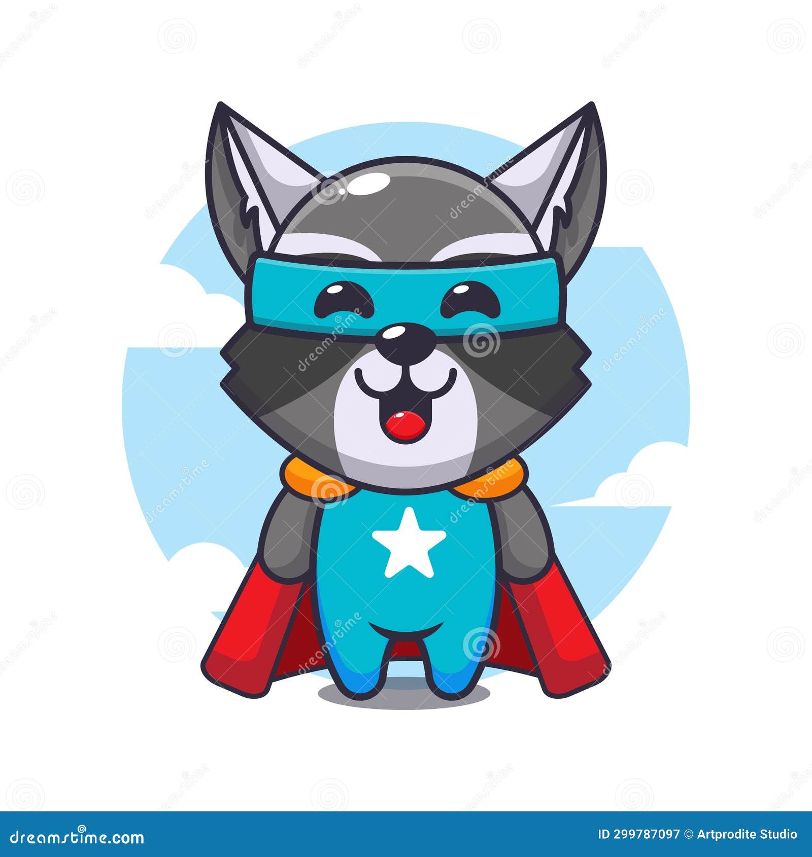 Super Raccoon Cartoon Vector Illustration. Stock Vector - Illustration ...
