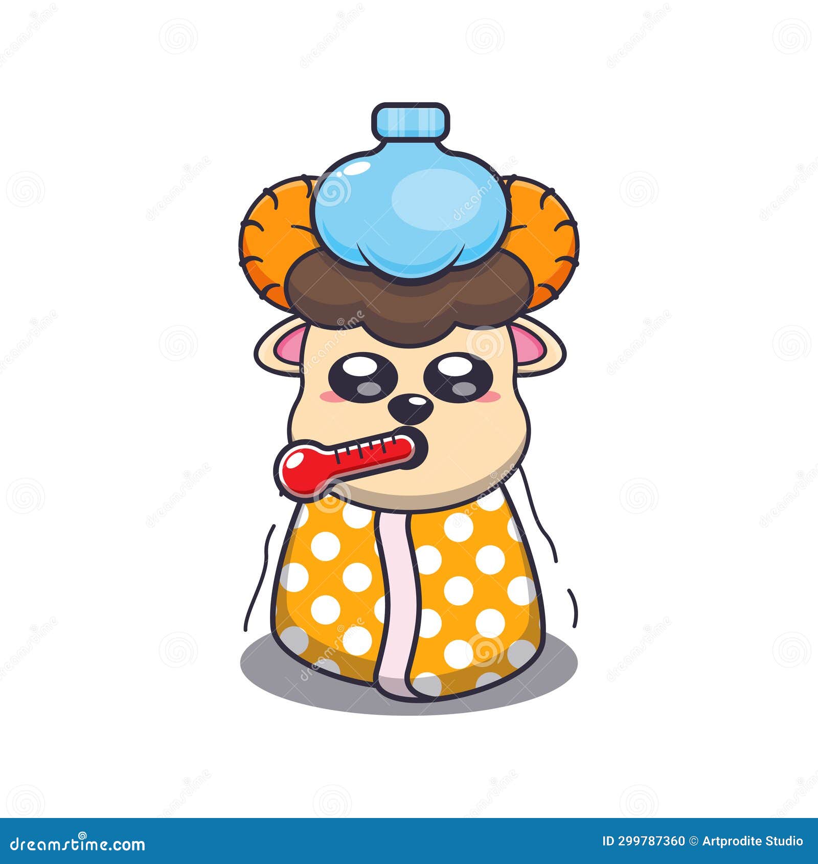 Sick Goat And Dog Animal With Bandage On Leg And Collar On Neck Vector ...