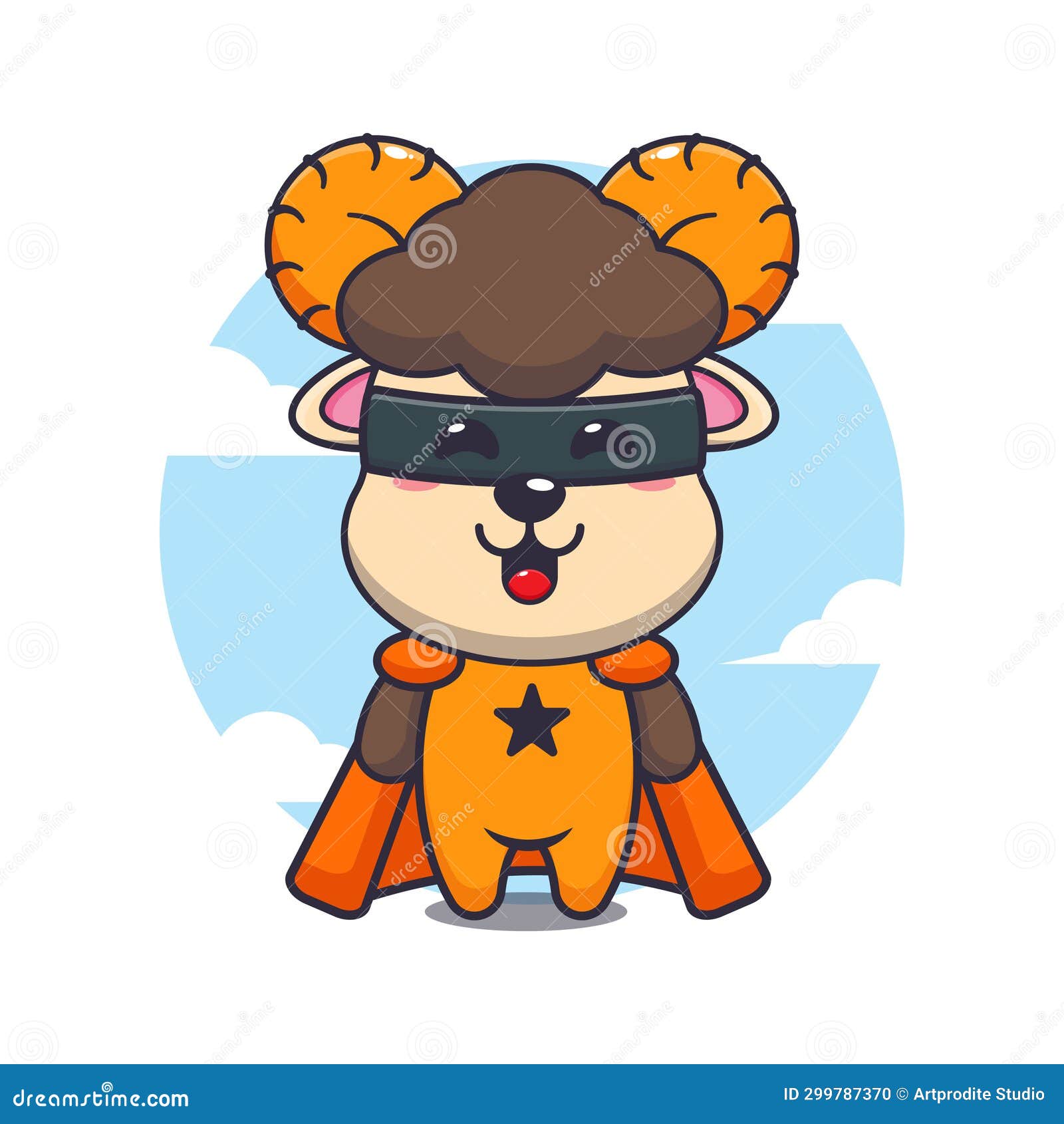 Cute Super Ram Sheep Cartoon Vector Illustration. Stock Vector ...