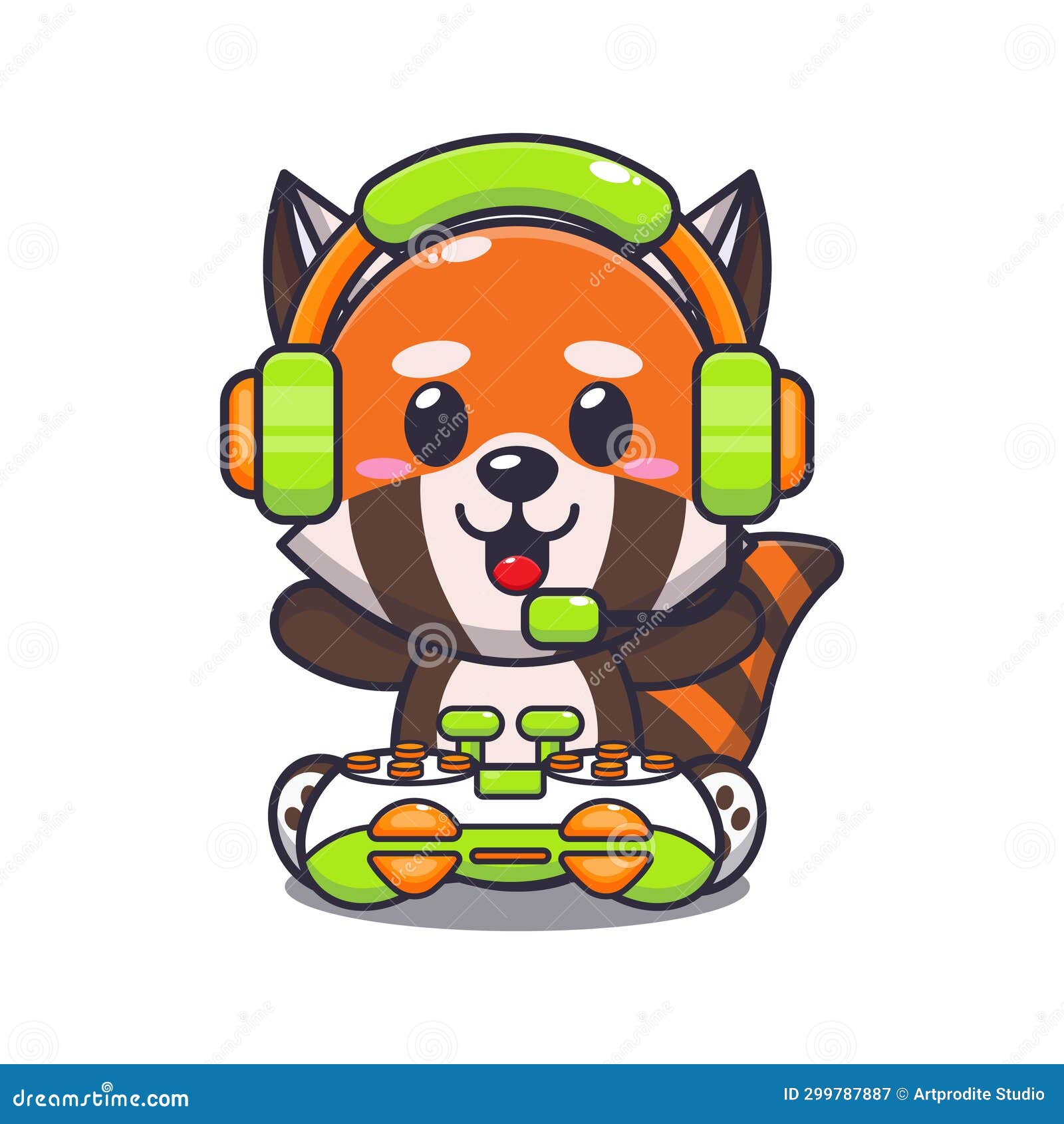 Red Panda Gamer Cartoon Vector Illustration. Stock Vector ...