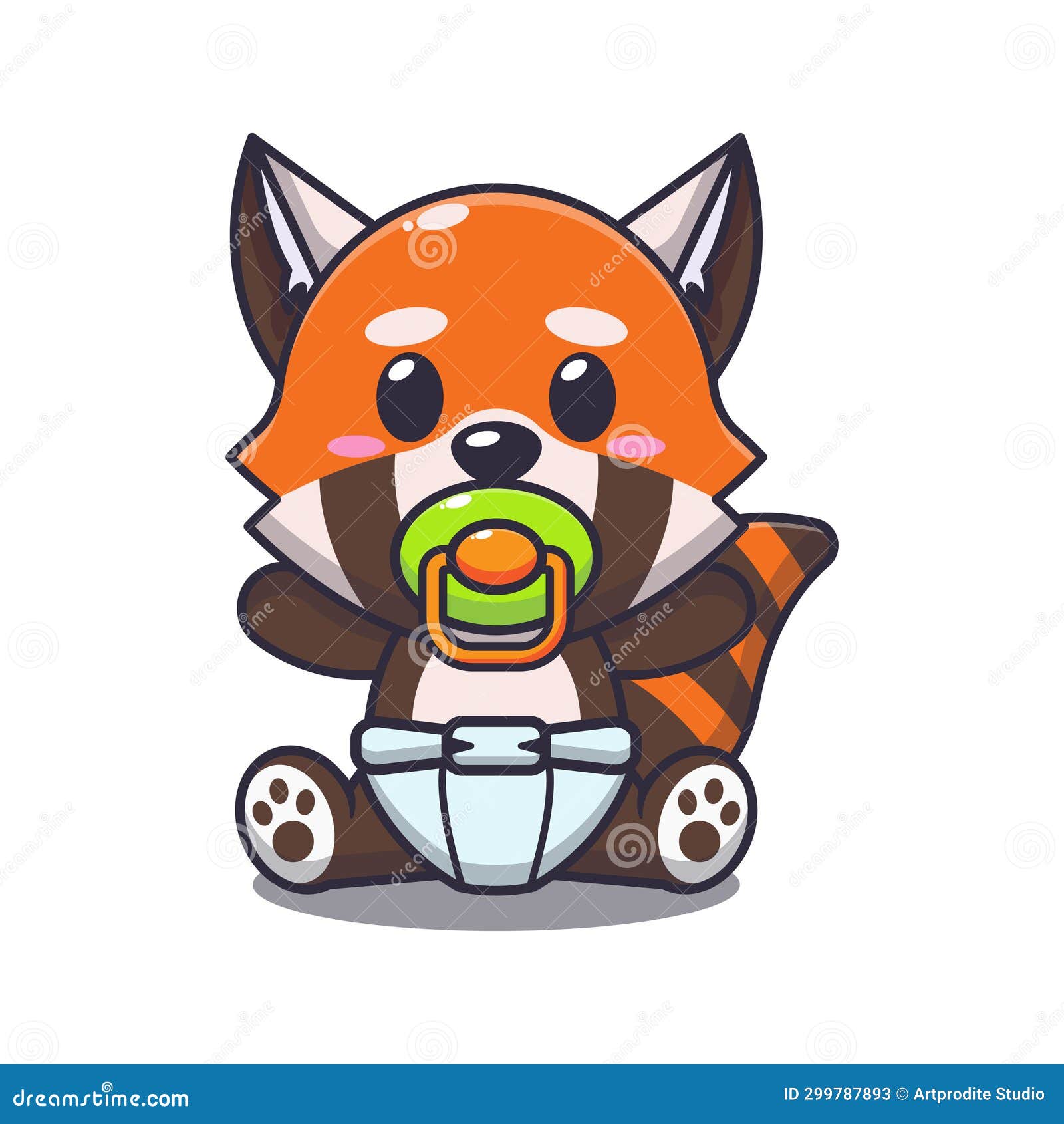 Baby Red Panda Cartoon Vector Illustration. Stock Vector - Illustration ...