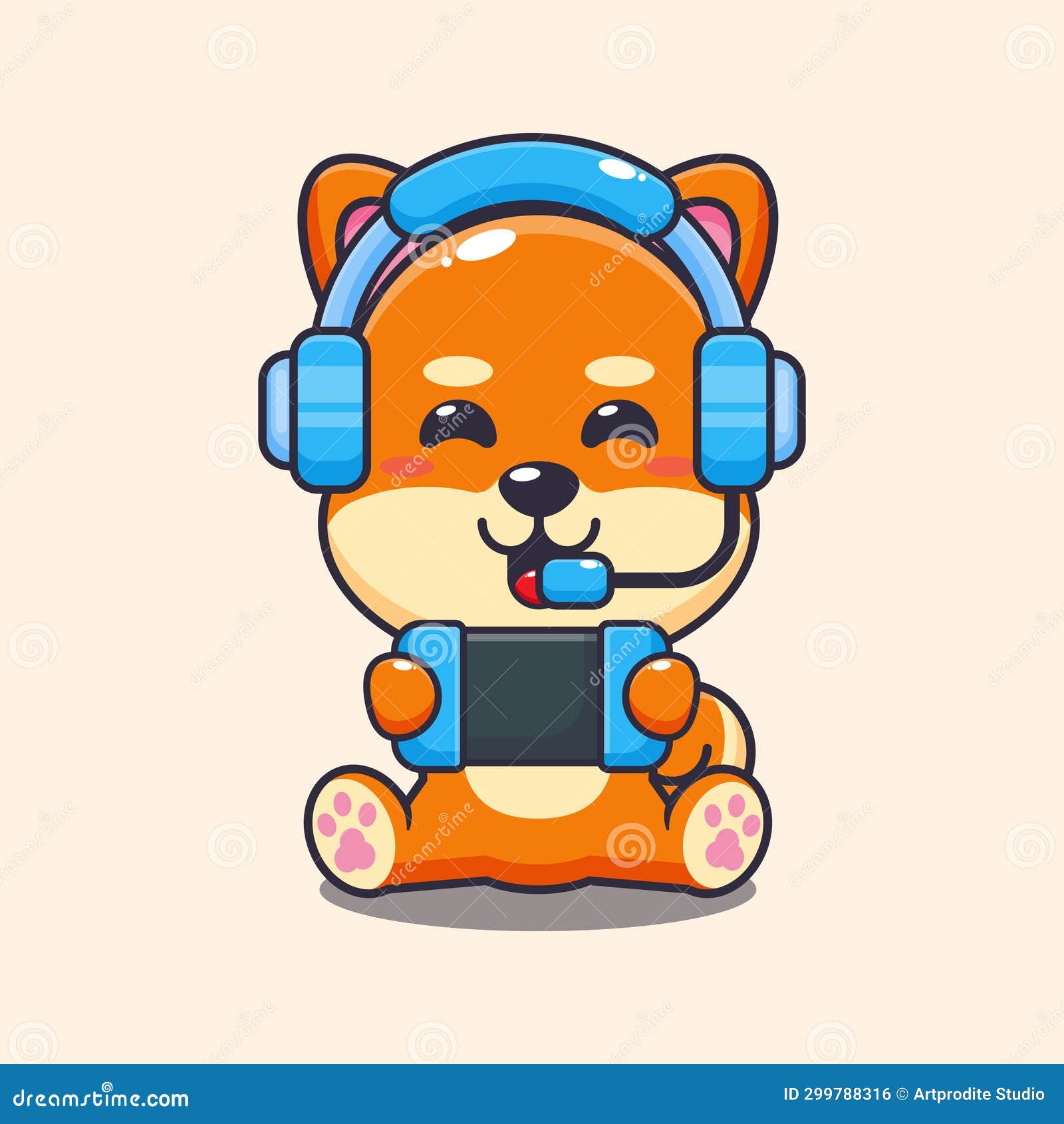 Cute Shiba Inu Play a Game Cartoon Vector Illustration. Stock Vector ...