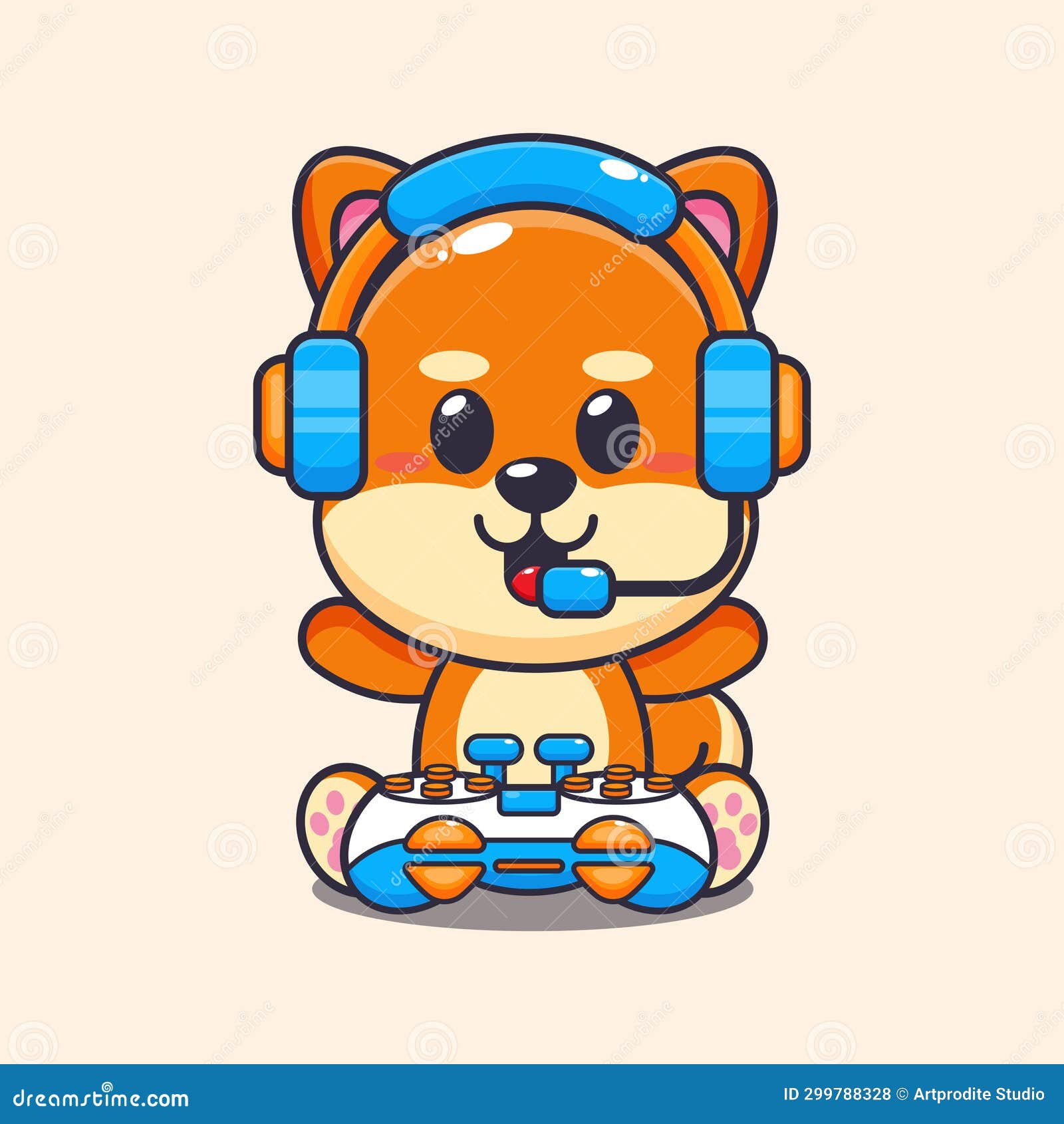 Gamer Cartoon The House Number Four Figure Vector Illustration ...