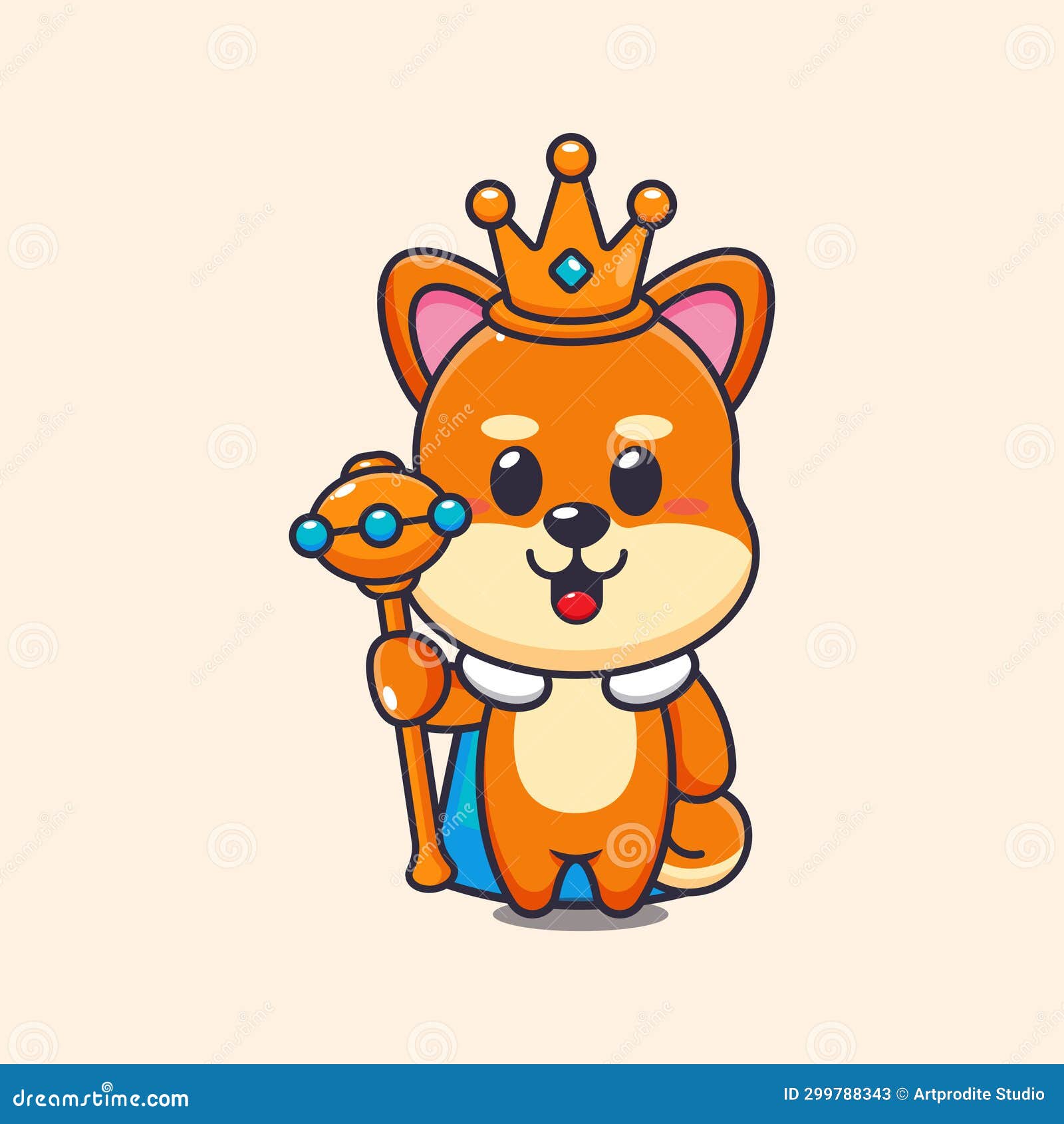 Cute King Shiba Inu Cartoon Vector Illustration. Stock Vector ...