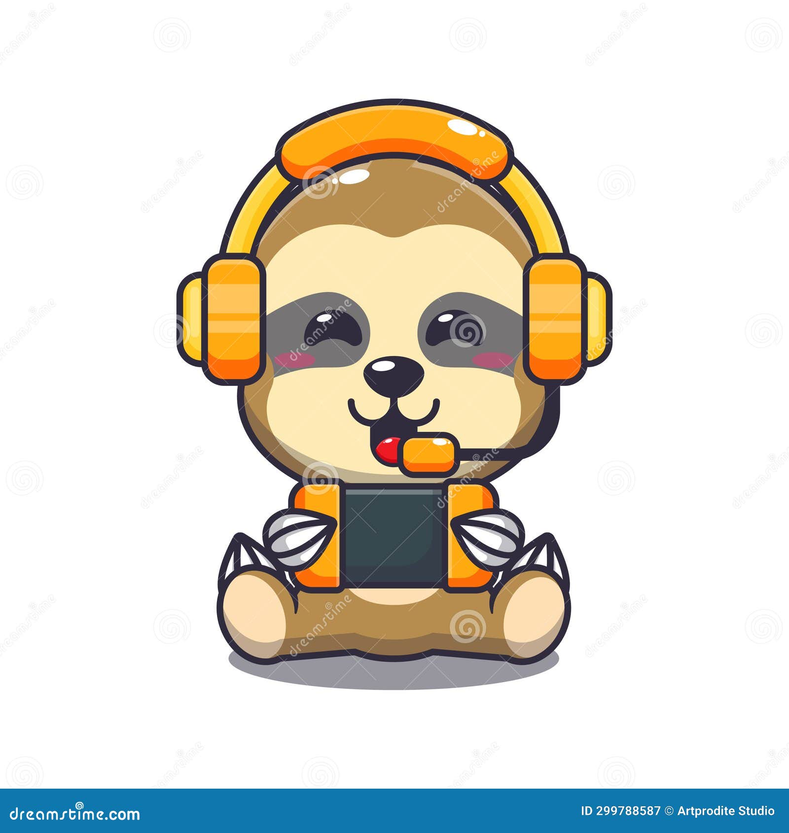 Cute Sloth Play a Game Cartoon Vector Illustration. Stock Vector ...