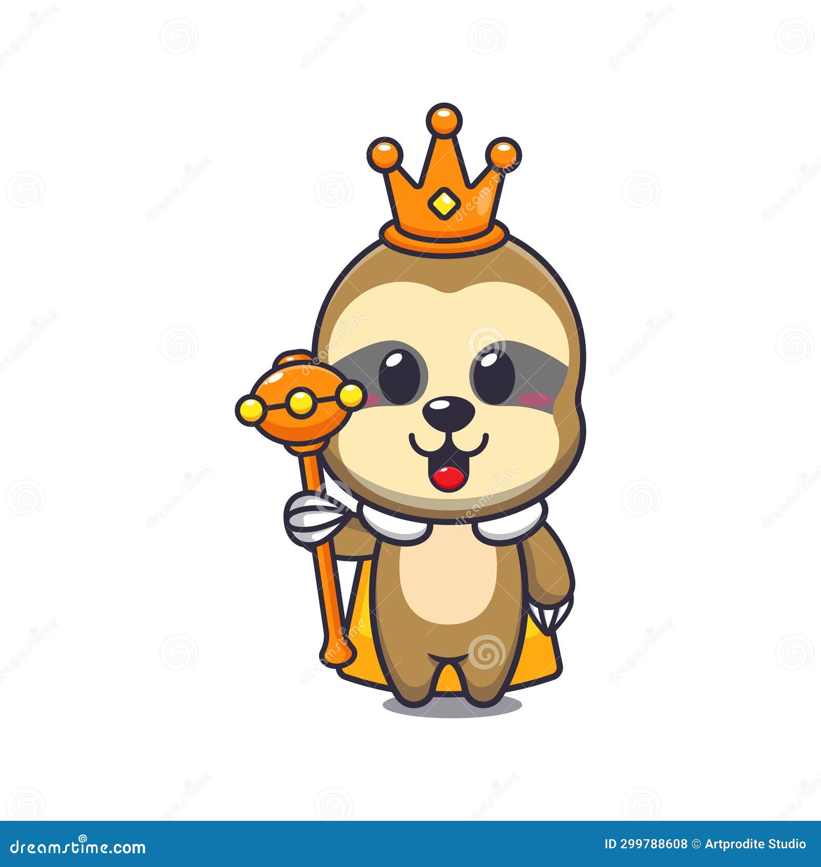 Cute King Sloth Cartoon Vector Illustration. Stock Vector ...