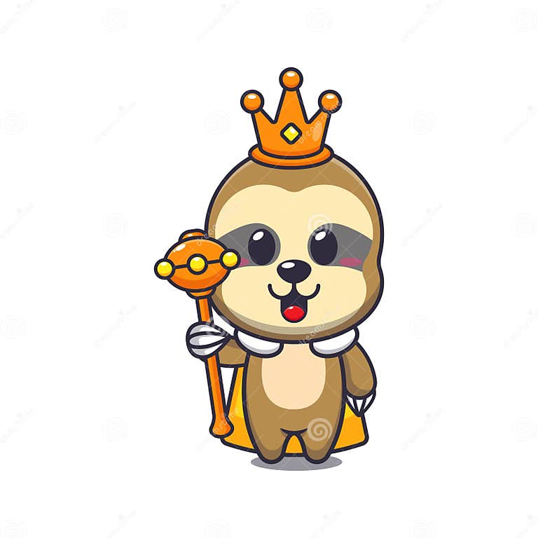 Cute King Sloth Cartoon Vector Illustration. Stock Vector ...